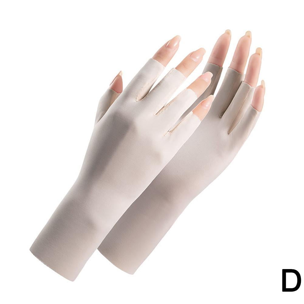 Women Fingerless Sun Protection Gloves Half Finger Sunscreen Anti-UV ...