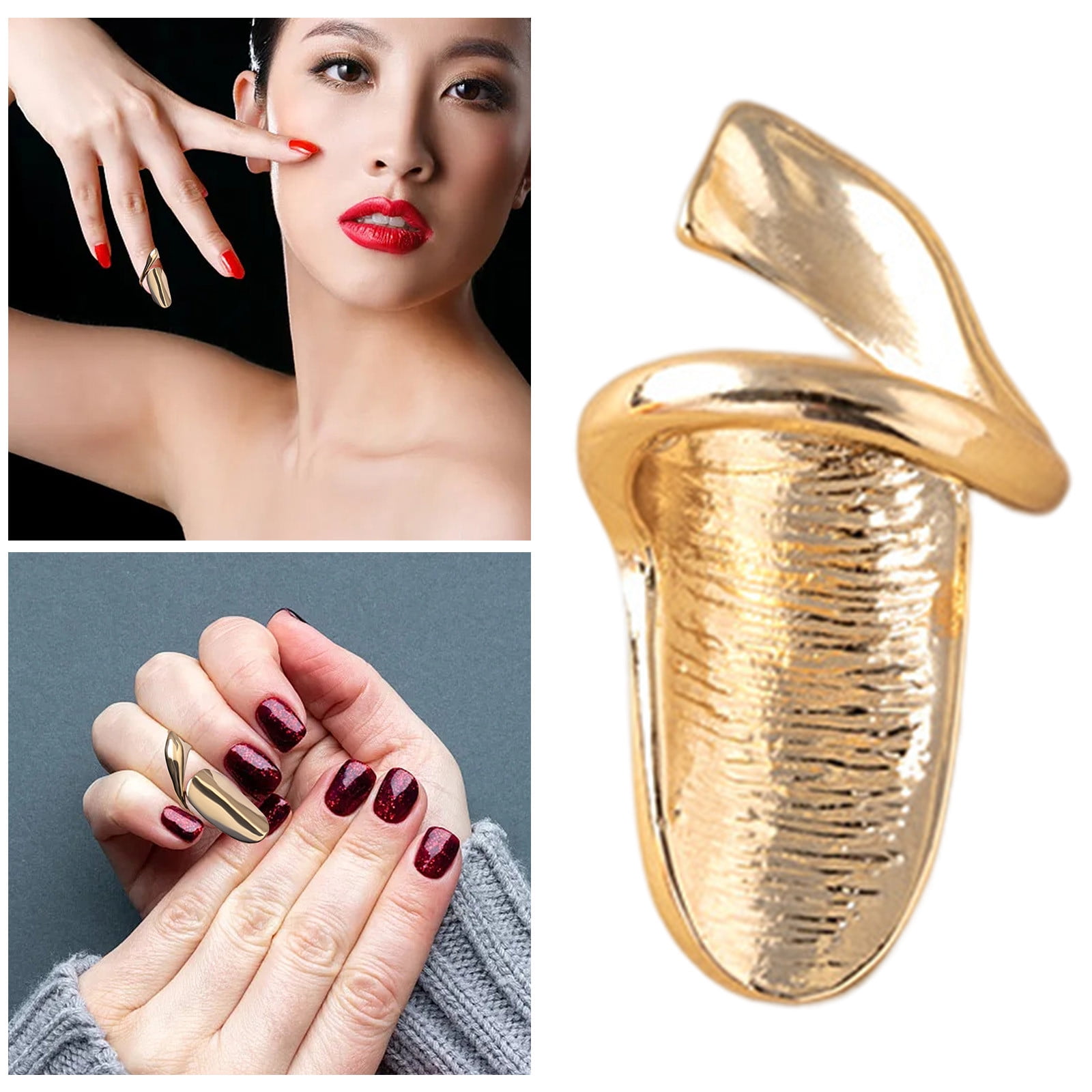 Women Fingernail Rings Fashion Simple Finger Nail Rings Retro Alloy ...