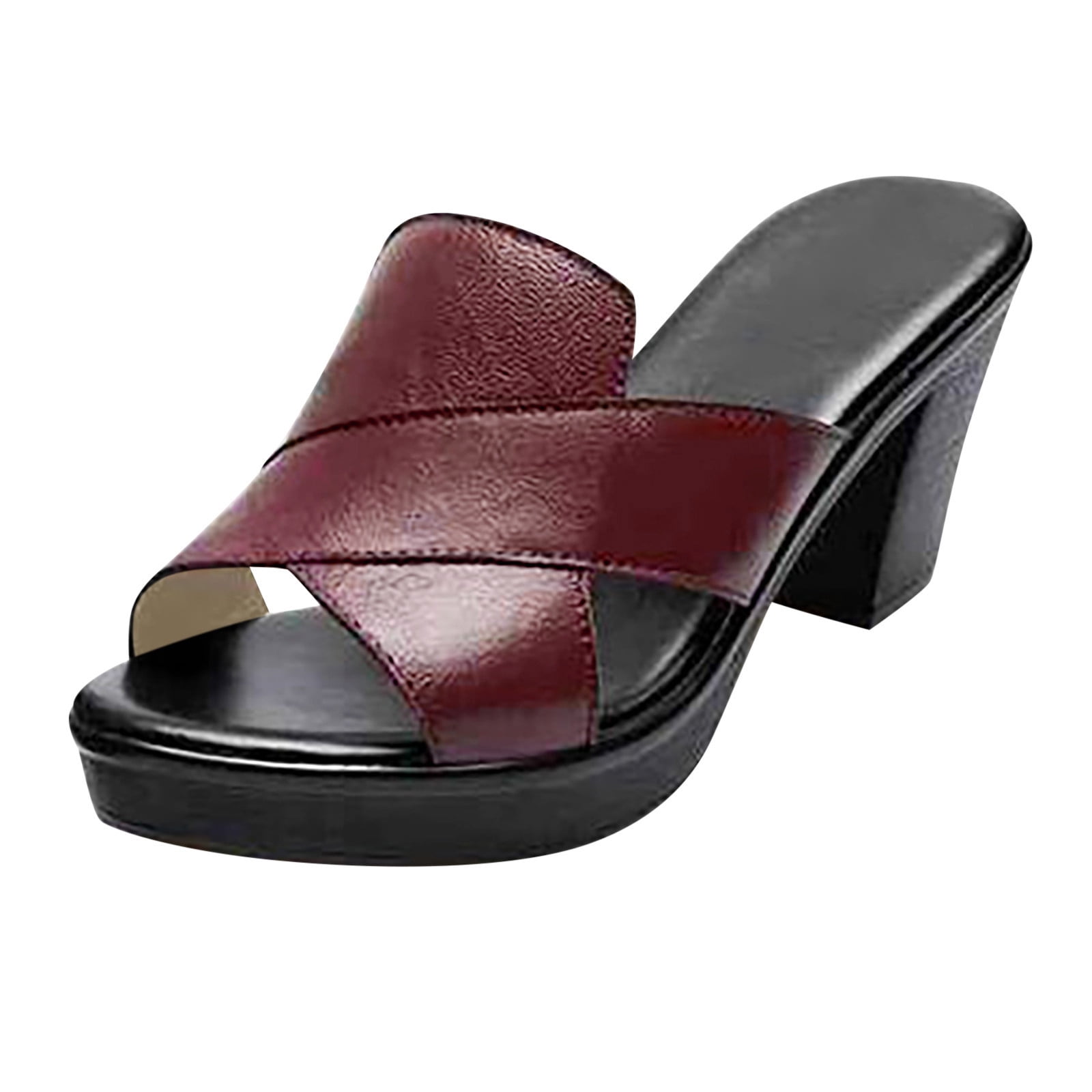 Women Fish Mouth Slippers Fashion Wedge Sandal Middle Heel Flip-Flop ...