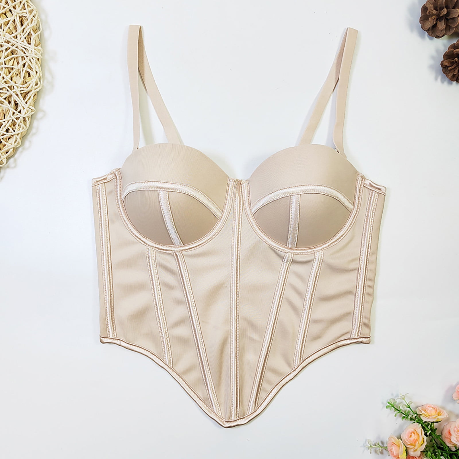 Women Fishbone Corset Tops Irregular Cropped Bra Tank Tops Inside ...