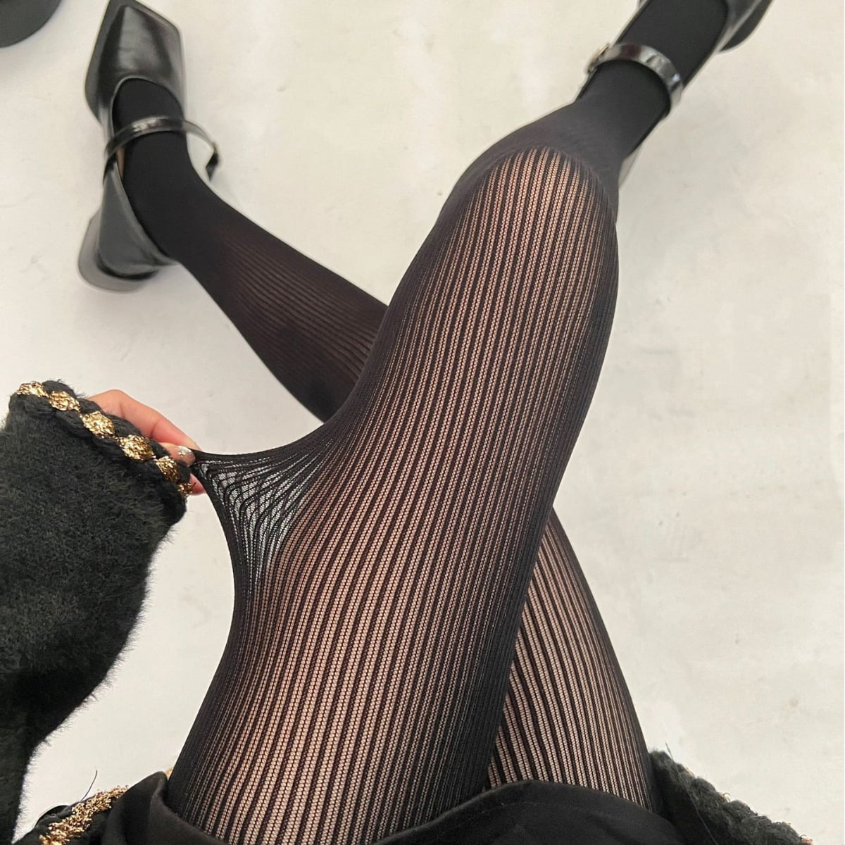 Women Fishnet Hollow Out Knitted Patterned Thick Warm Stockings Tights ...