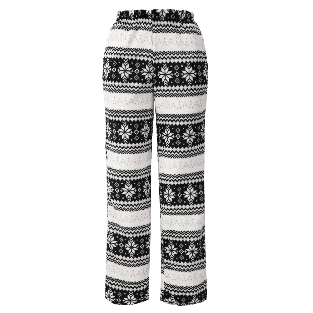 Women Flannel Pajama Pants Christmas Snowflake Deer Print Sleep Lounge ...
