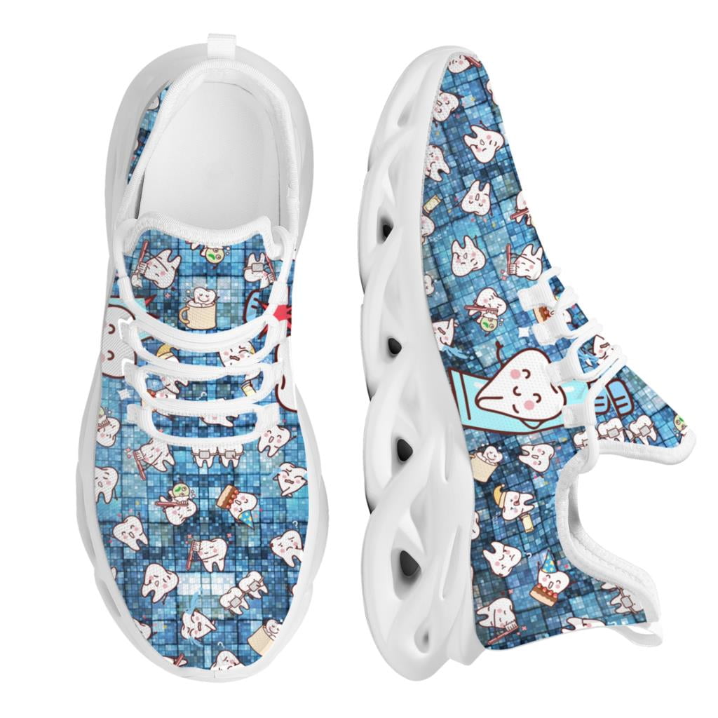 Women Flats Cartoon Dentisit Tooth Pattern Casual Shoes Breathable Mesh ...