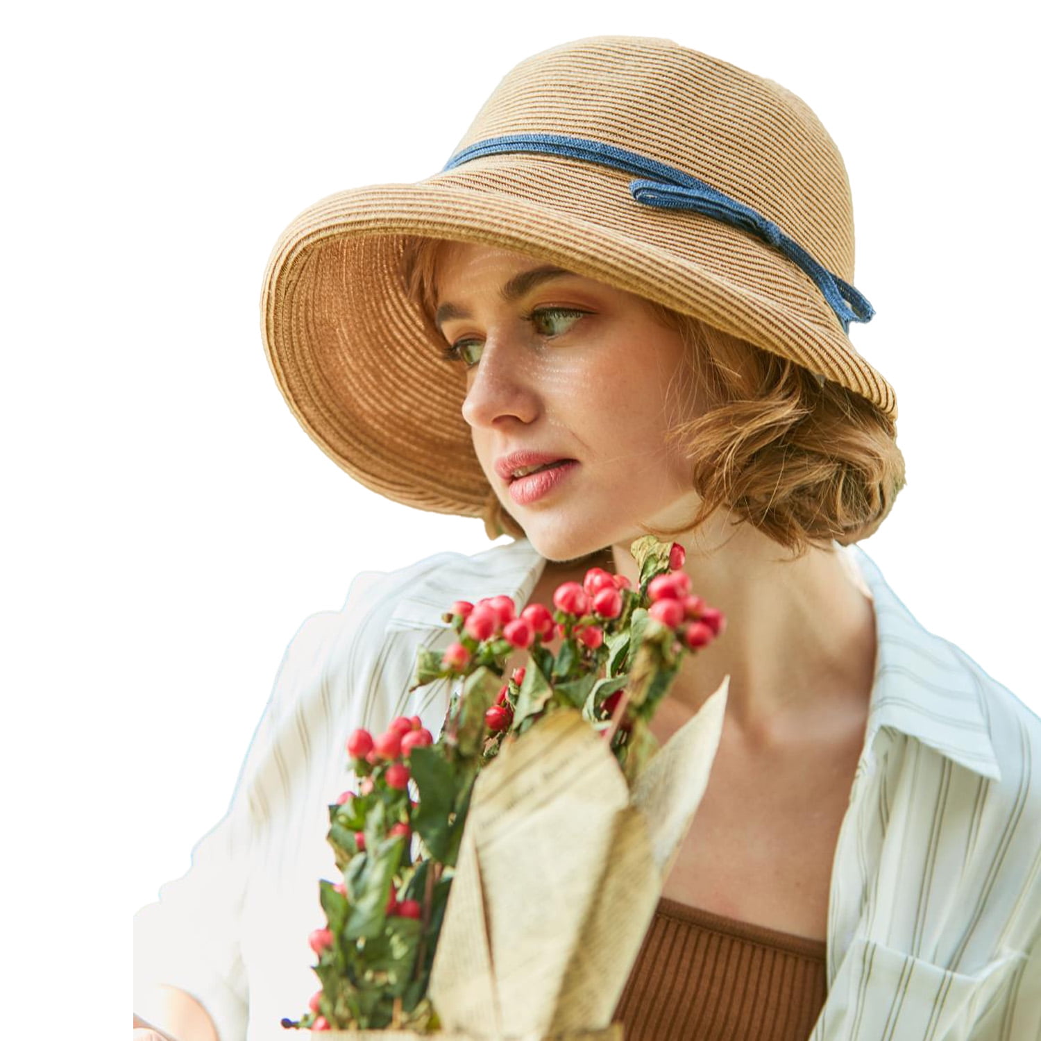 Women Floppy Sun Hat Foldable French Straw Beach Bonnet Cap - Walmart.com