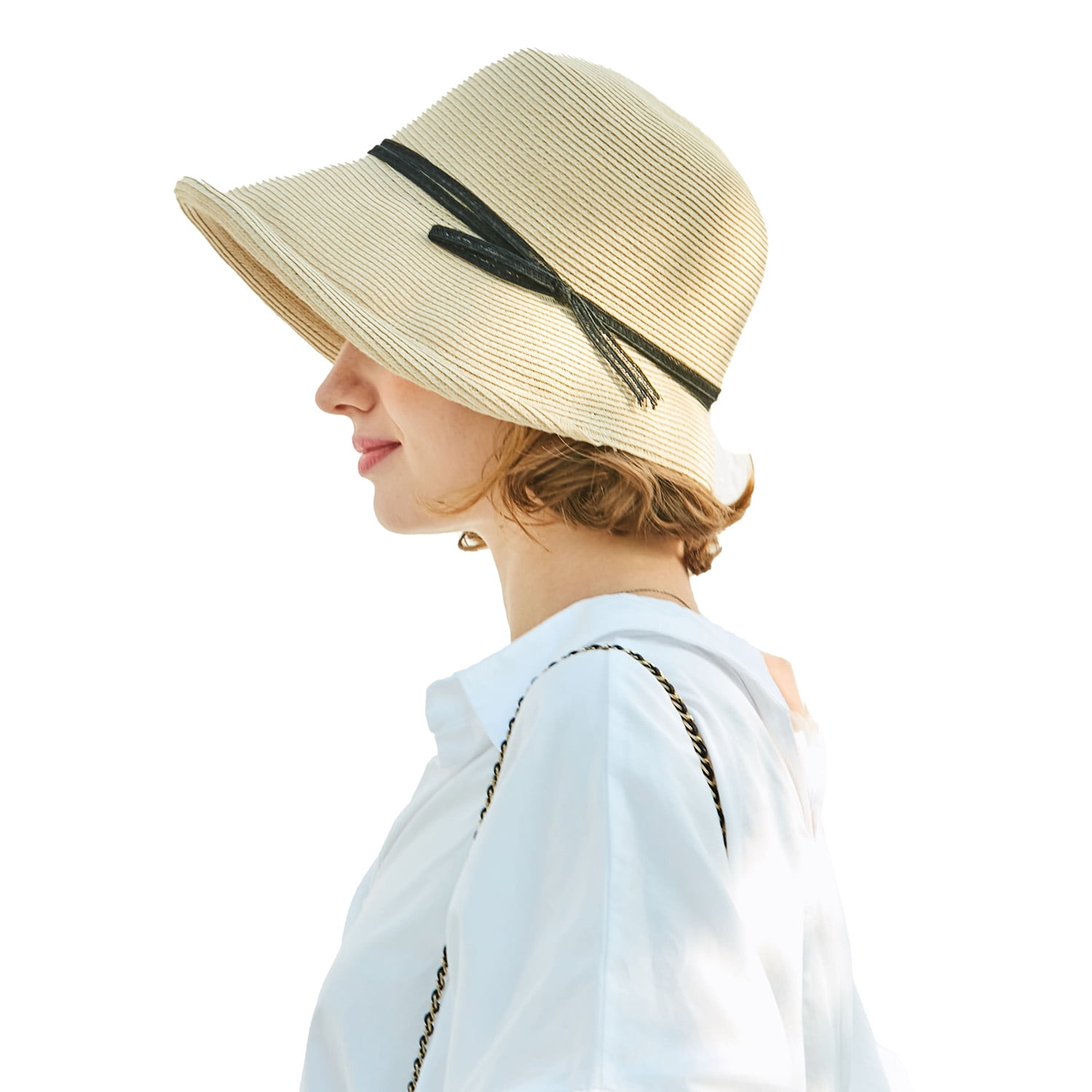 Women Floppy Sun Hat Foldable French Straw Beach Bonnet Cap - Walmart.com