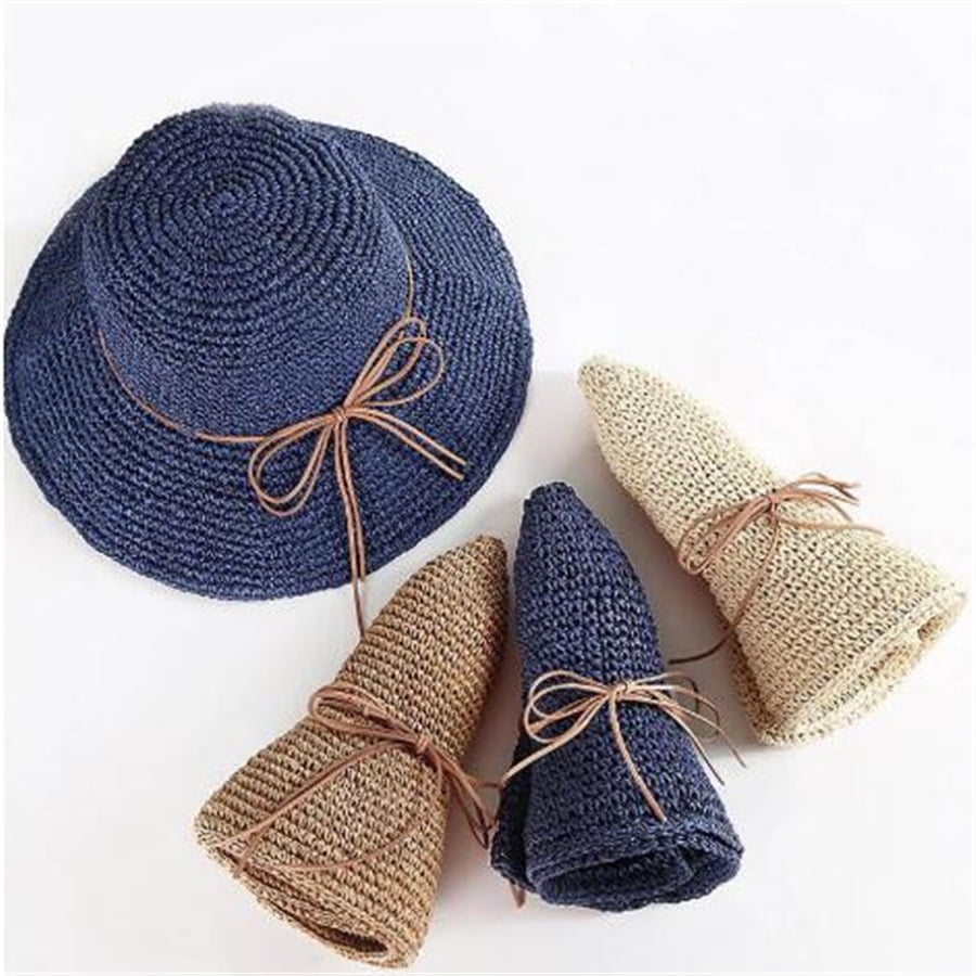 Women Floppy Sun Hat Summer Wide Brim Beach Cap Packable Cotton Straw ...