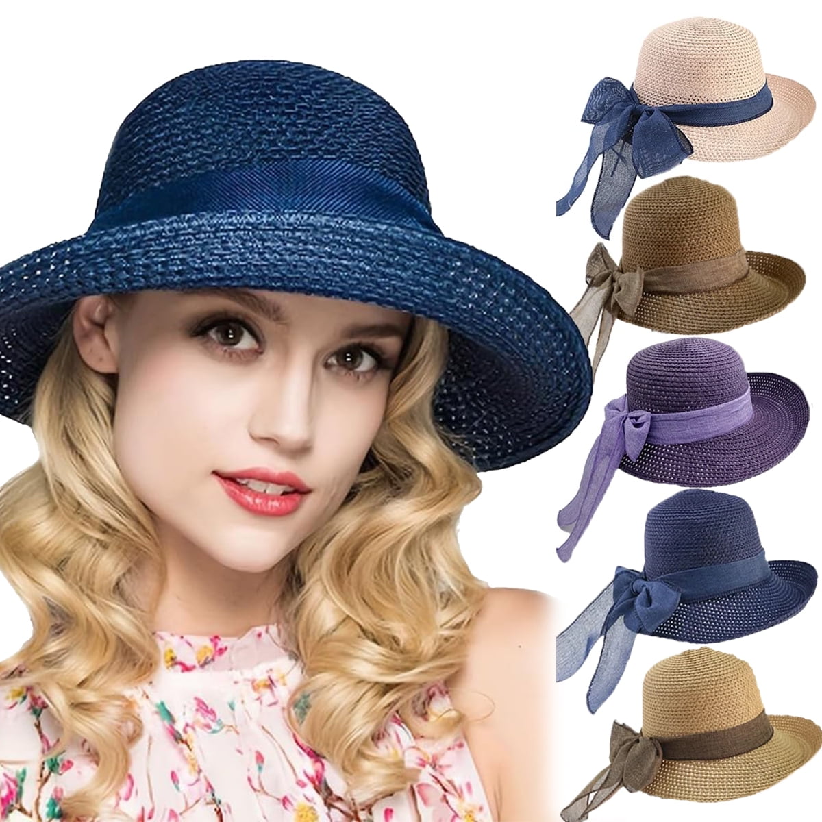 Women Floppy Sun Hats Fashionable Summer Wide Brim Cap BeachStraw Hat ...
