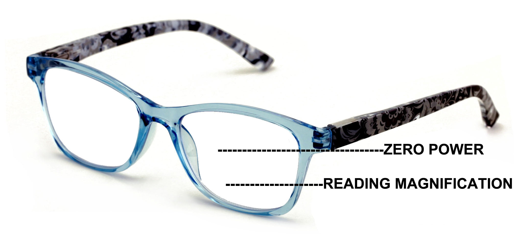 Women Floral Clear Progressive Reading Glasses - Zero Power on Top - No ...