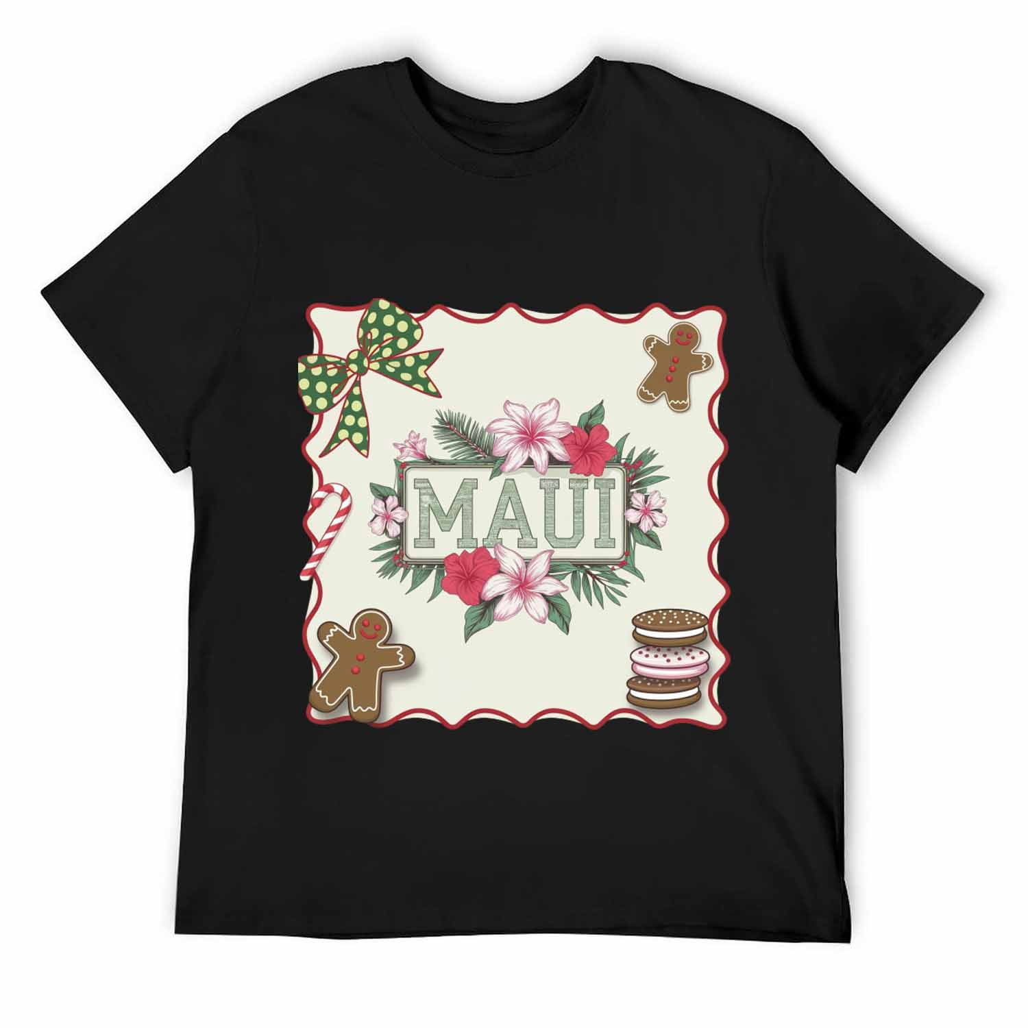 Women Flowers of Maui Word Art Hawaiian Island Souvenir Round Neck Palm ...