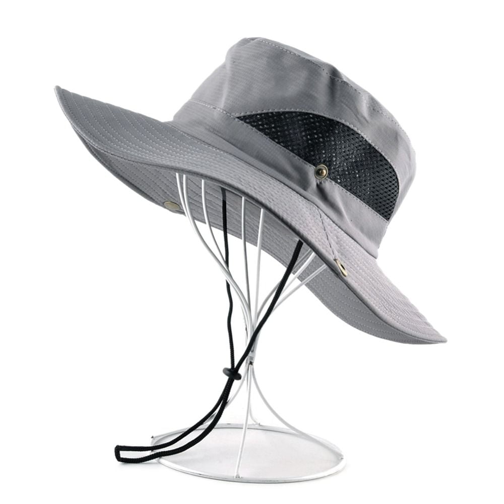 Women Foldable Wide Brim With Windproof Rope Big Visors Bucket Hat Sun ...