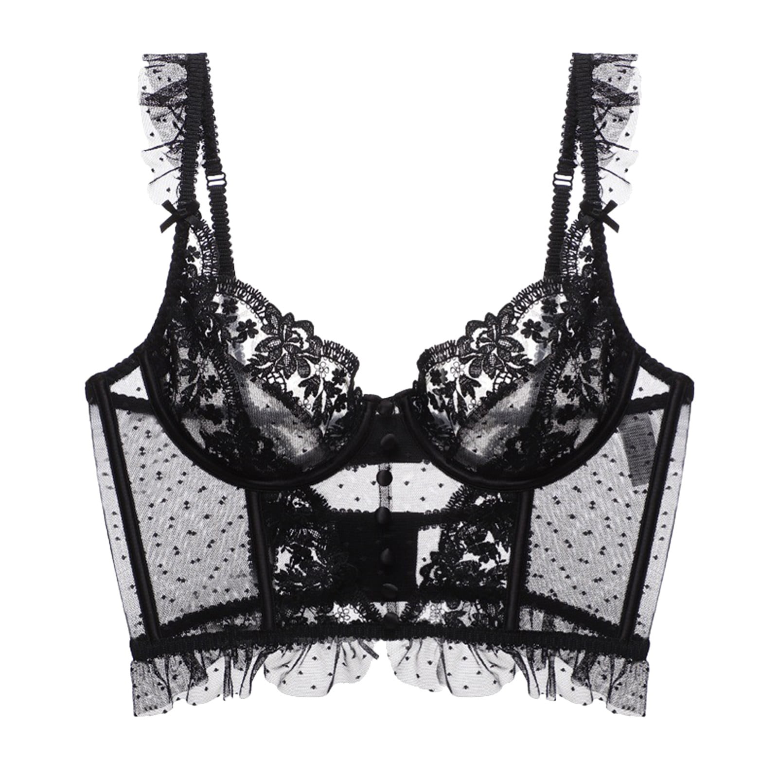 Women French Corset Underwire Thin Push Up Fishbone Corset Embroidery ...