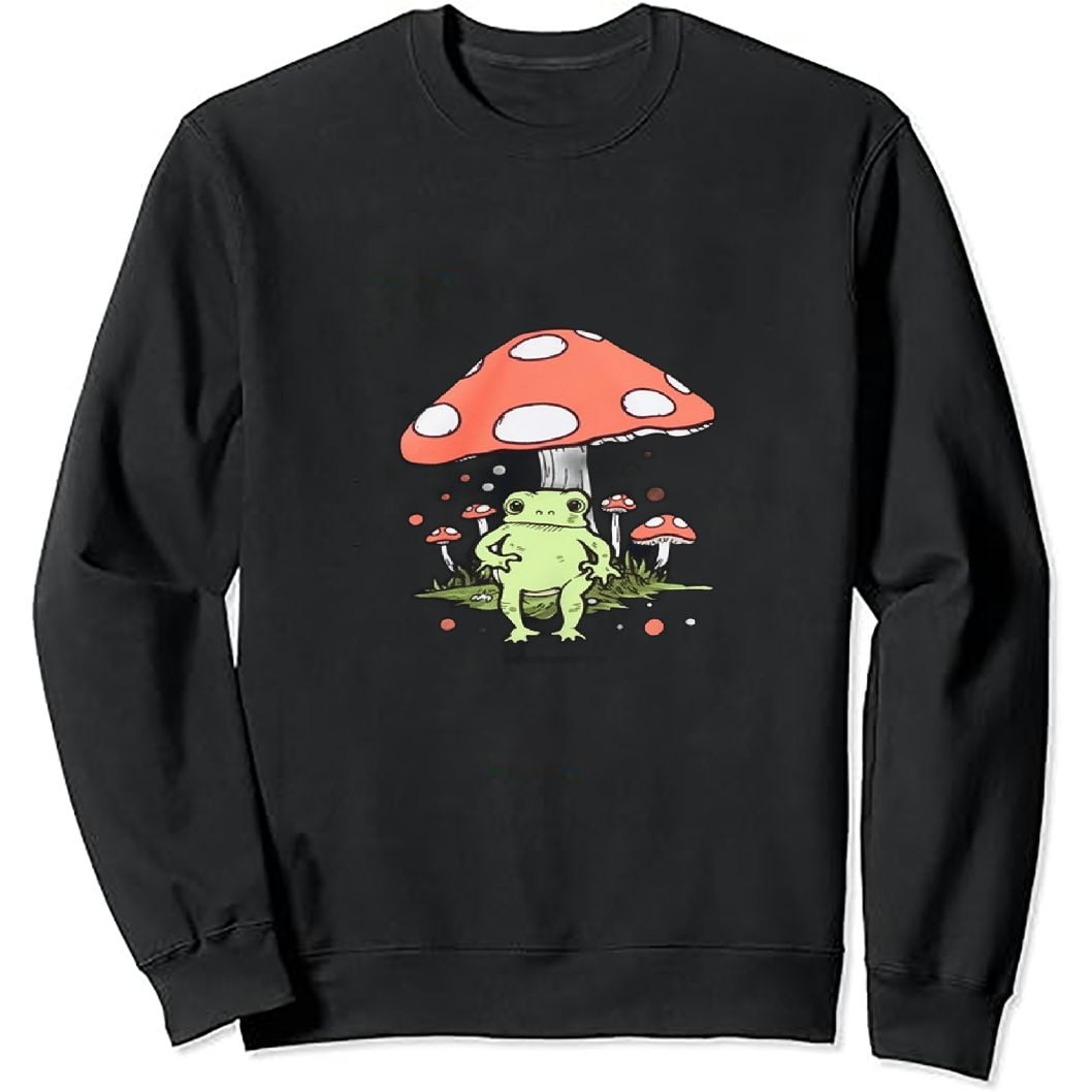 Women Frog Sweatshirt Kawaii Mushroom Cute Oversize Pullover Teen Girl