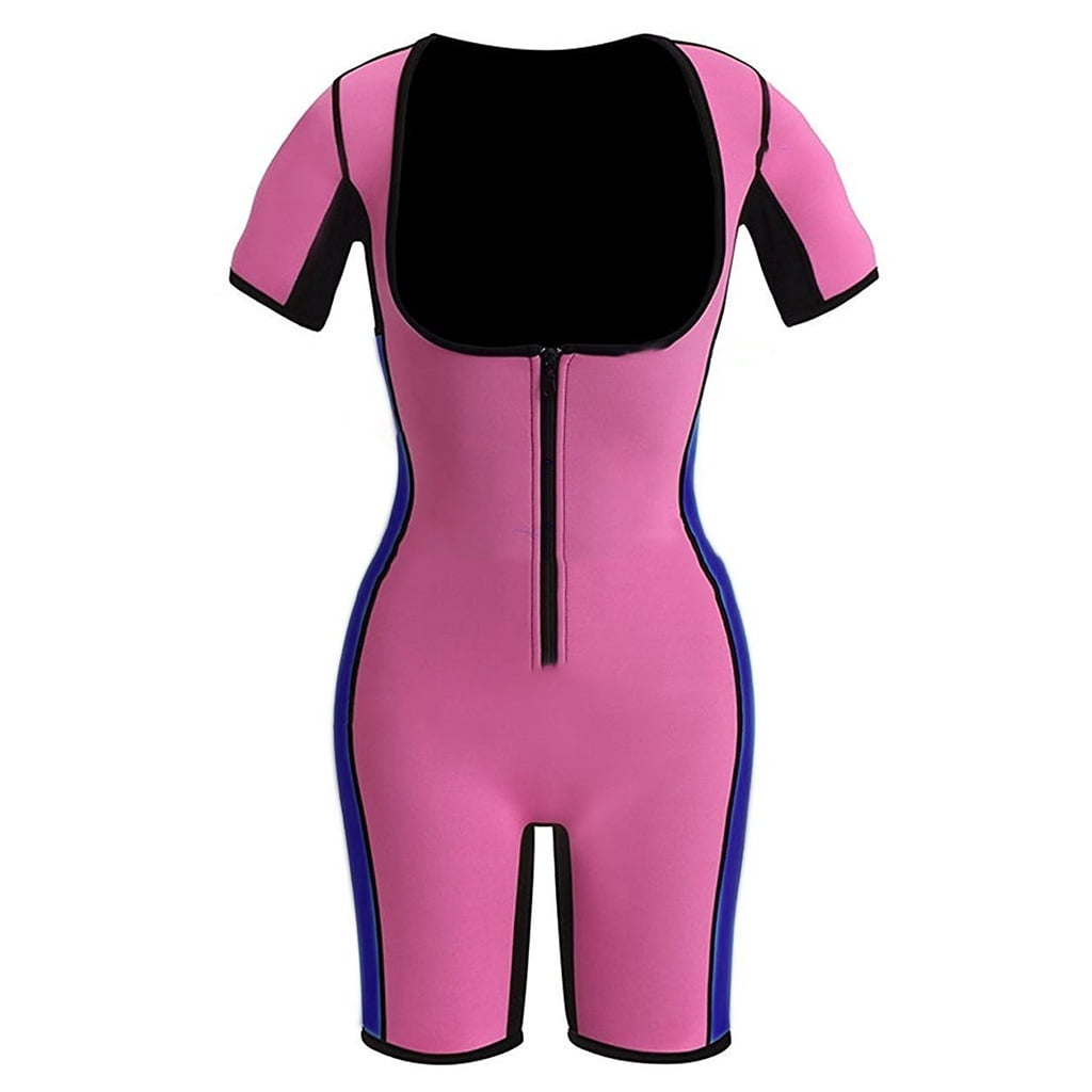 Women Full Body Shaper Slimming Sauna Suit Short Sleeve Corset Bodysuit ...