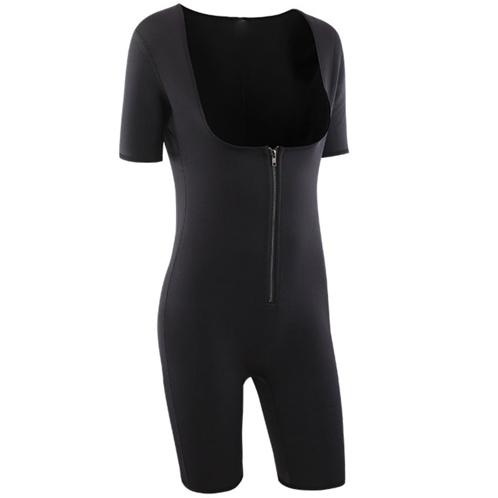 Women Full Body Shaper Slimming Sauna Suit Short Sleeve Corset Bodysuit ...