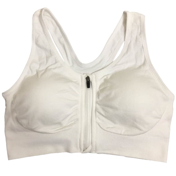 Women Full Coverage Running Bra Zipper Wireless Post Support Workout ...