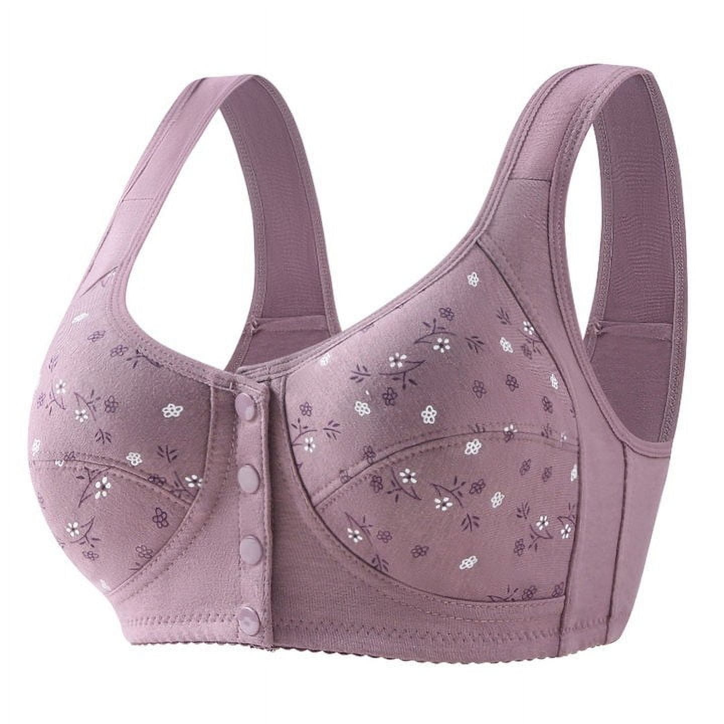 Women Full Cup Print Thin Underwear Plus Size, Front Button Wireless ...