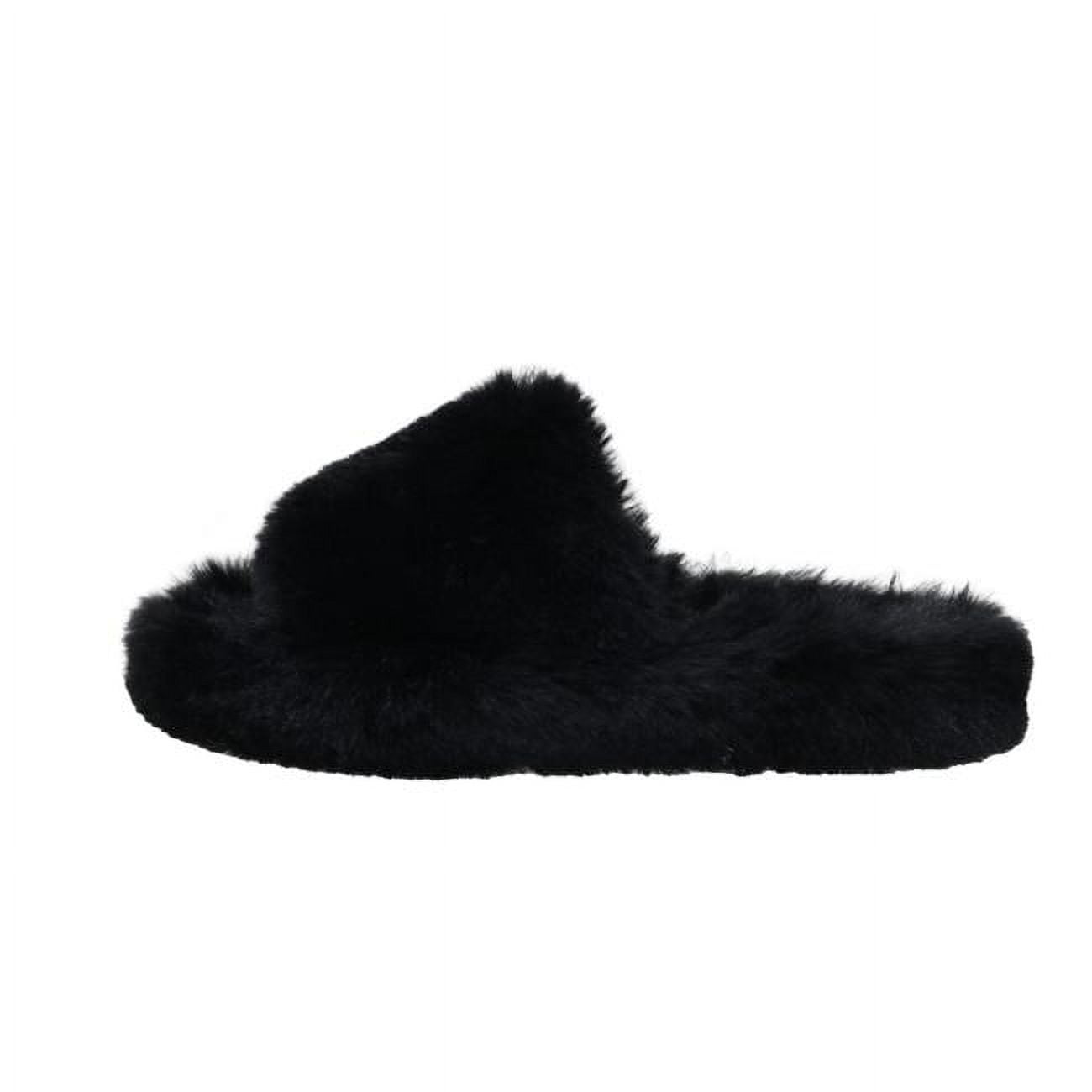 Women Fuzzy Slide Slippers, Black - Small-Large - Pack of 12 - Walmart.com