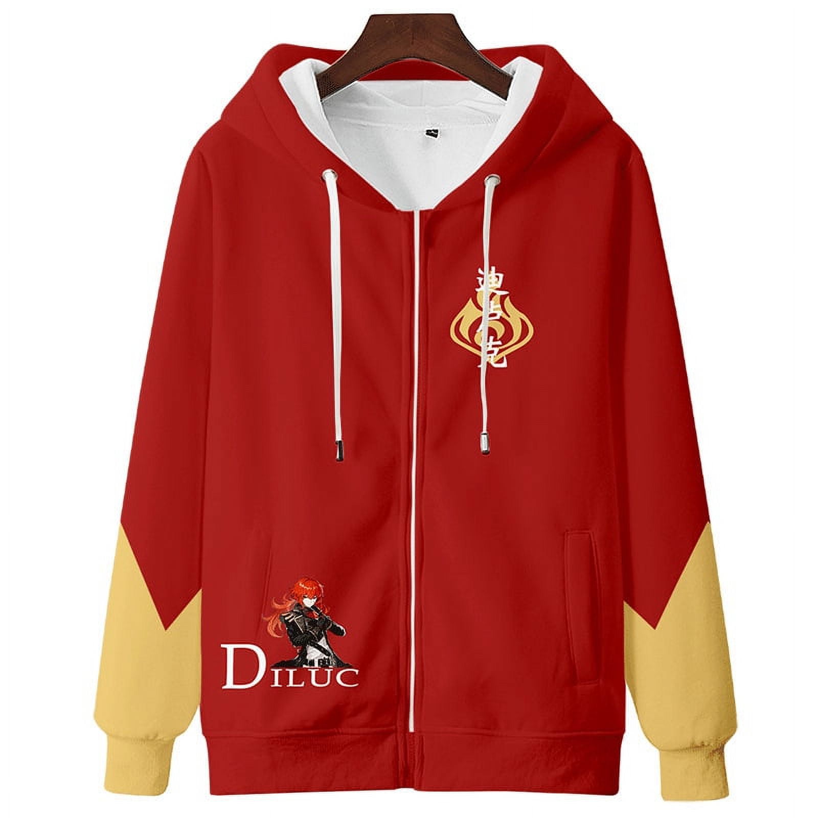Women Genshin Impact Zipper Hoodies Unisex Cartoon Anime Zip Up ...