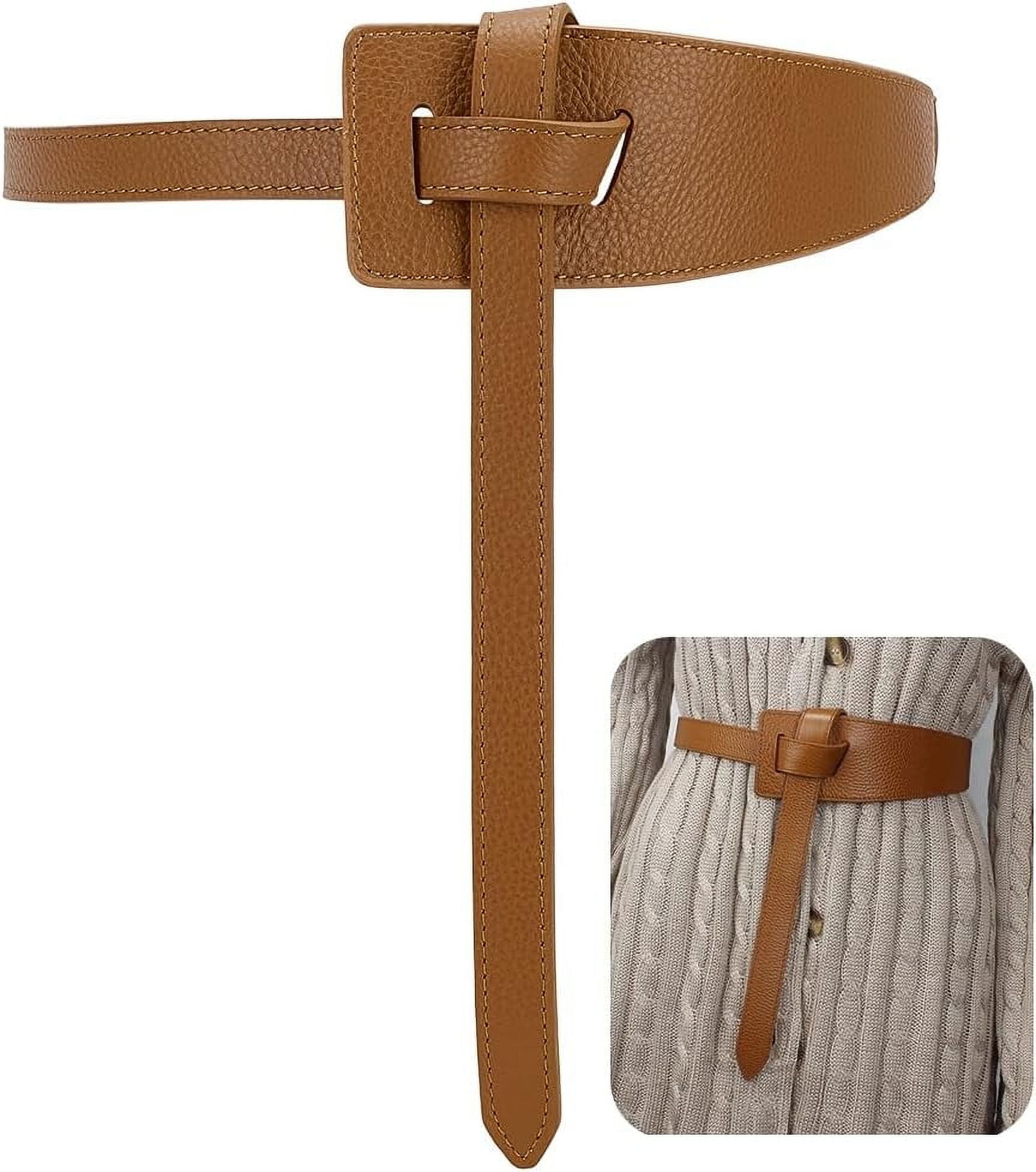 Women Genuine Leather Belt 48 Inch Cowhide Leather Belts Tie a Knot ...