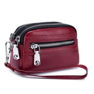 HeroNeo Women Men Leather Coin Purse Card Wallet Clutch Double Zipper ...