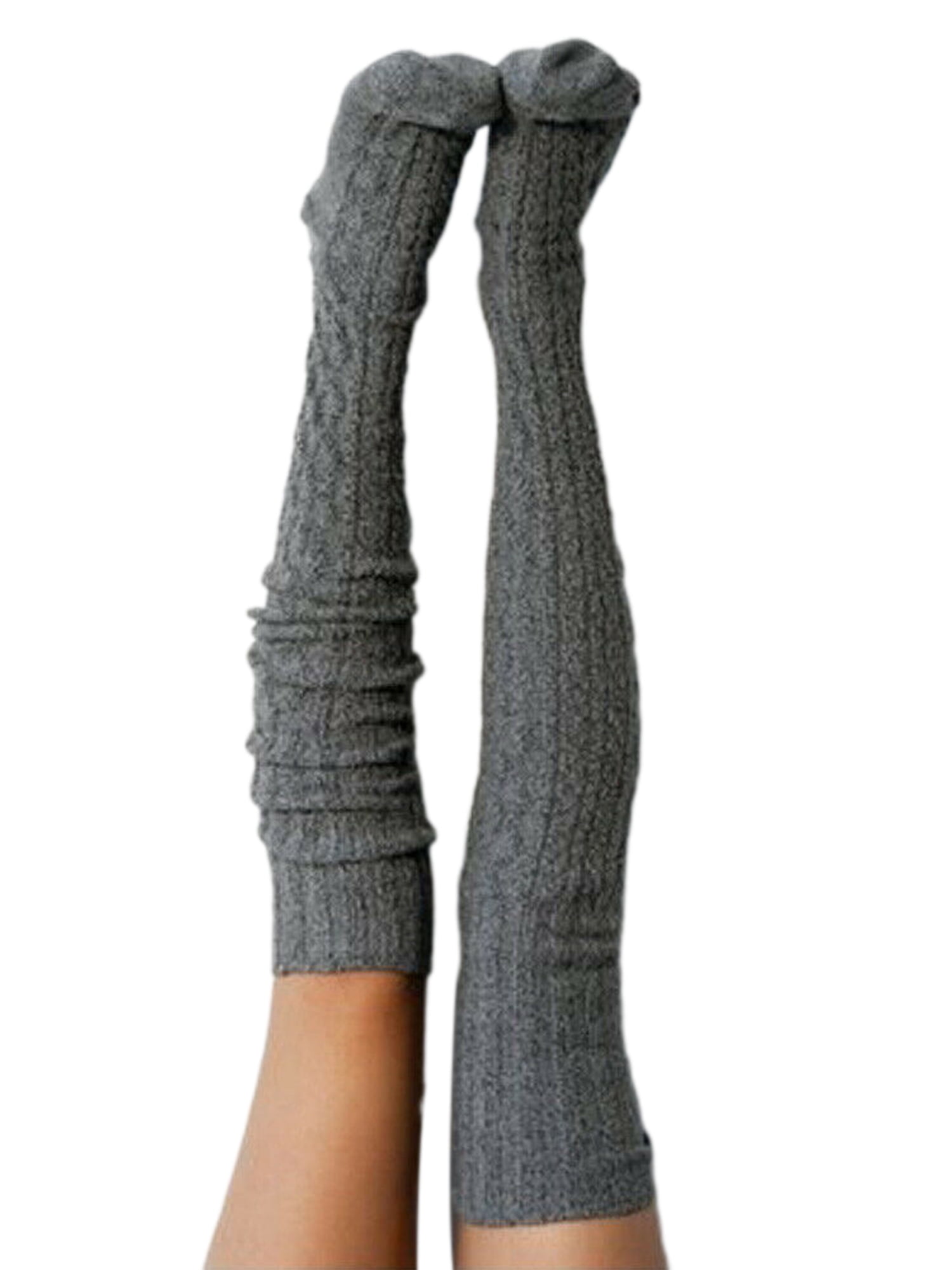 Women Girl Over The Knee Long Socks Braided Knit Warm Soft Thigh High ...
