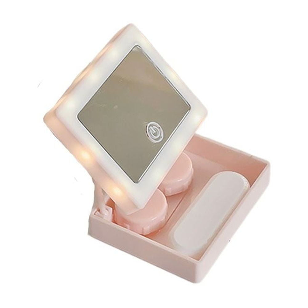 Women Girl Storage Contact Lens Companion Box with Light with Mirror ...
