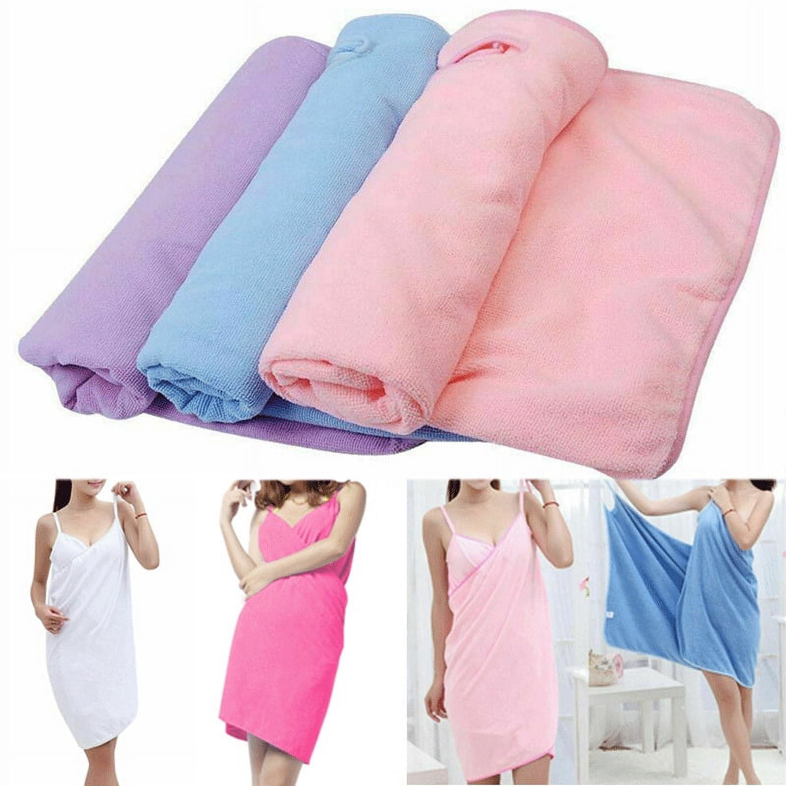 Women Girl Wearable Bath Towel Wrap Soft Fast Drying Beach Spa Wrap