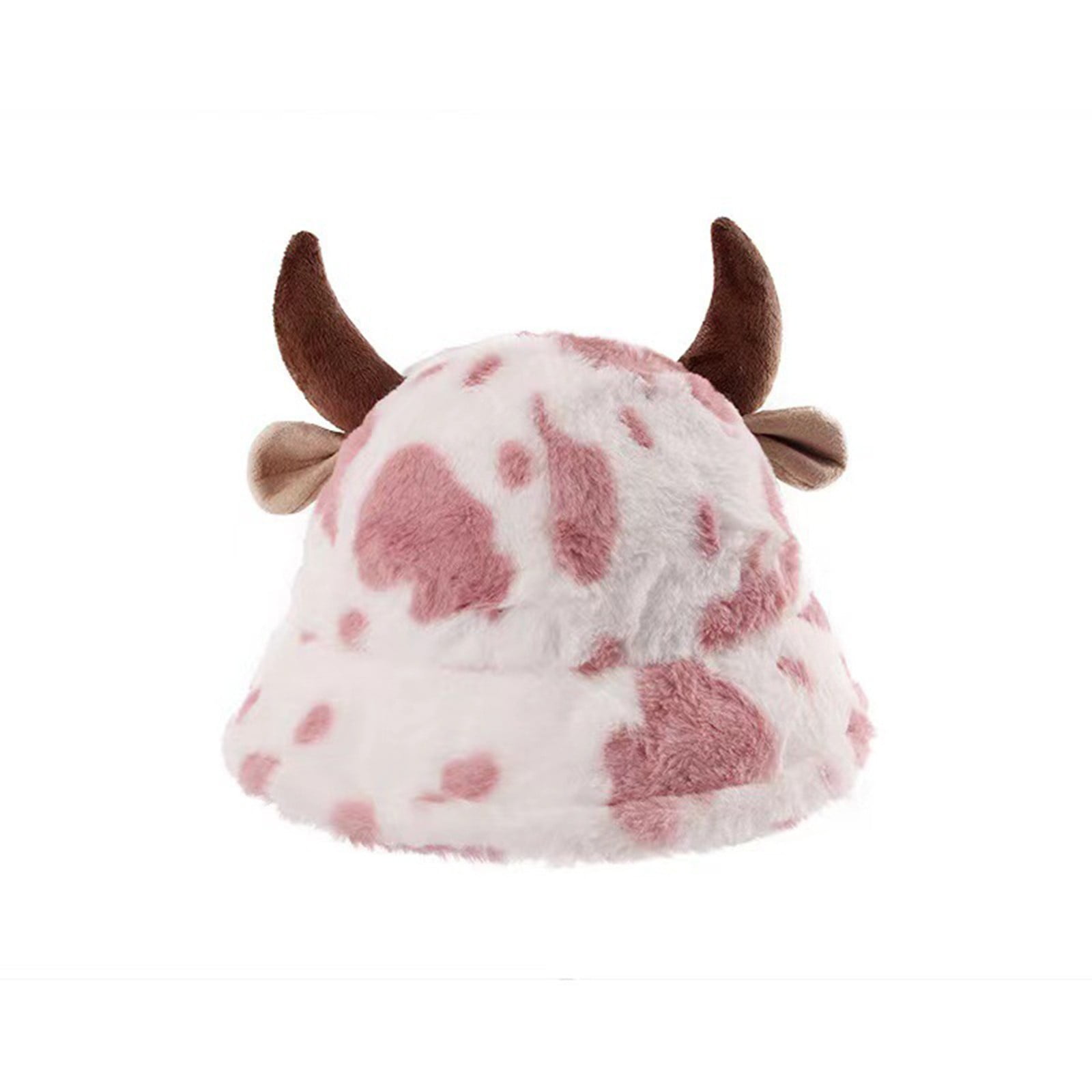 Women Girls Cute Furry Bucket Hat, Funky Fuzzy Cow Print Bucket Hat ...