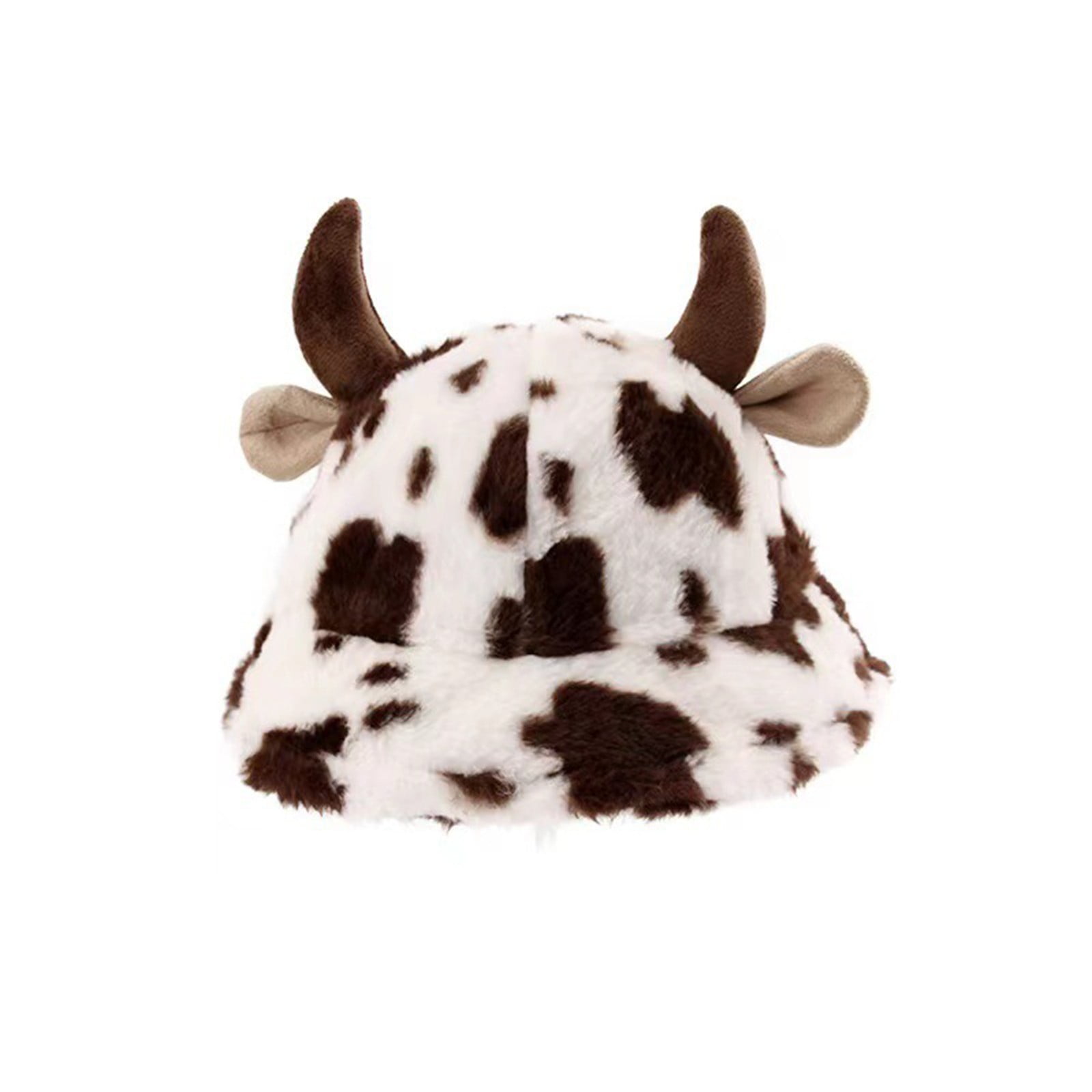 Women Girls Cute Furry Bucket Hat, Funky Fuzzy Cow Print Bucket Hat ...