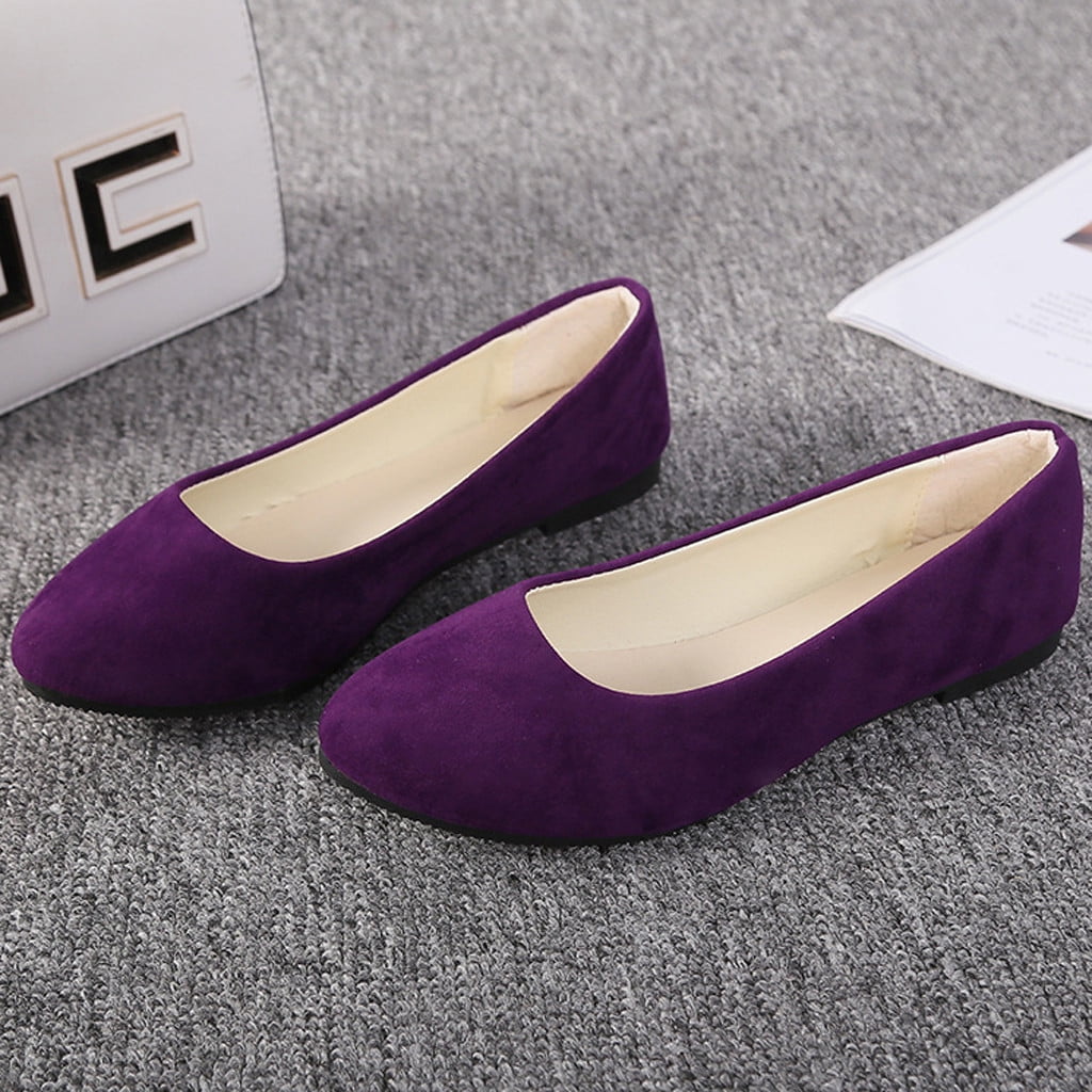Women Girls Solid Big Size Slip On Flat Shallow Comfort Casual Single ...