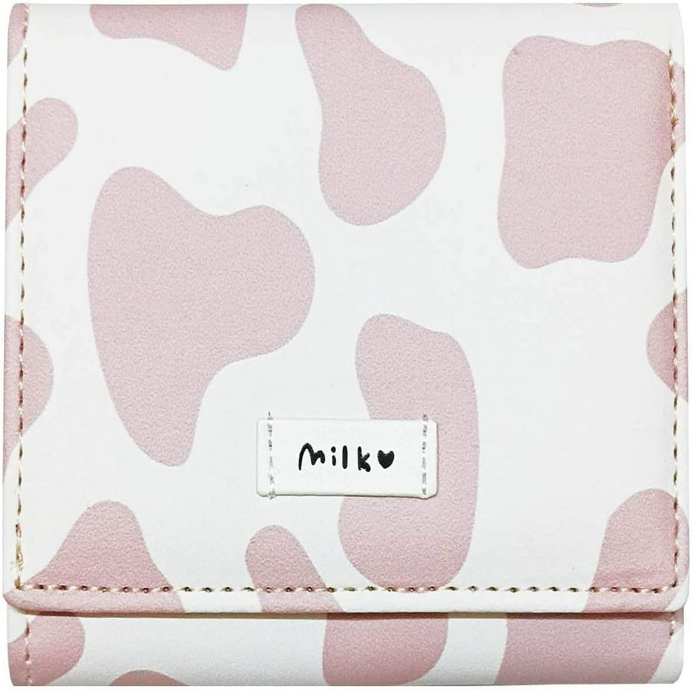 Women Girls Wallet Cute Cow Print Tri-Fold Wallet PU Leather Purse Slim ...