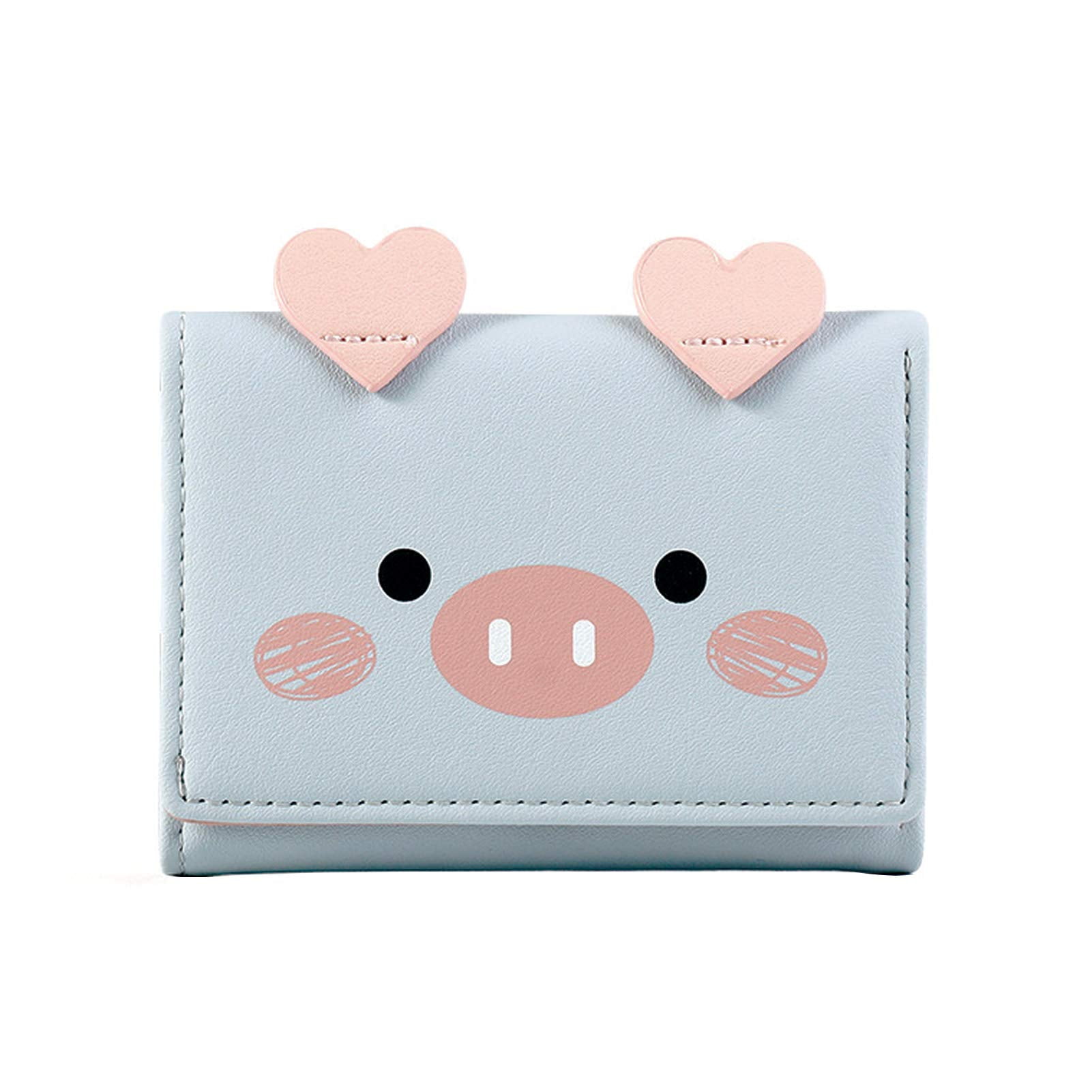 MINKUROW Women Girls Wallet Cute Pig Pattern Tri-Fold Wallet PU Leather ...