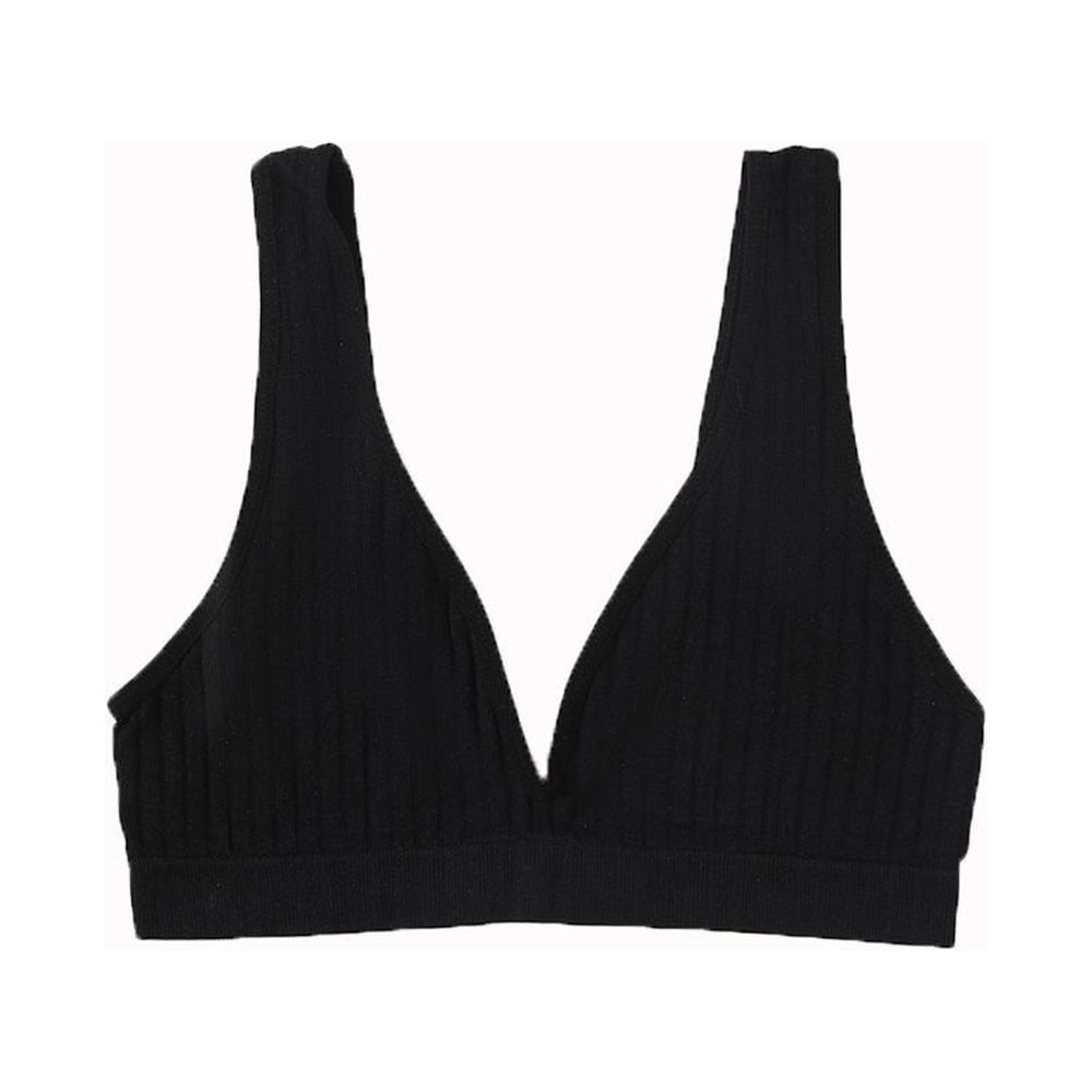 Women Girls Yoga Tops Breathable Wire Free Seamless Bra Vest Deep V ...