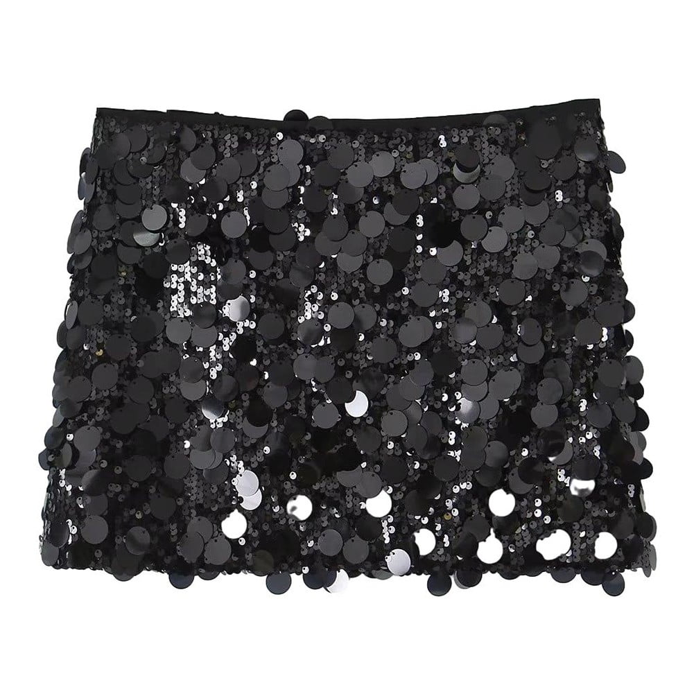 Women Glitter Sequins Sexy Short Skirt Party Skirts Goth Spring Summer ...