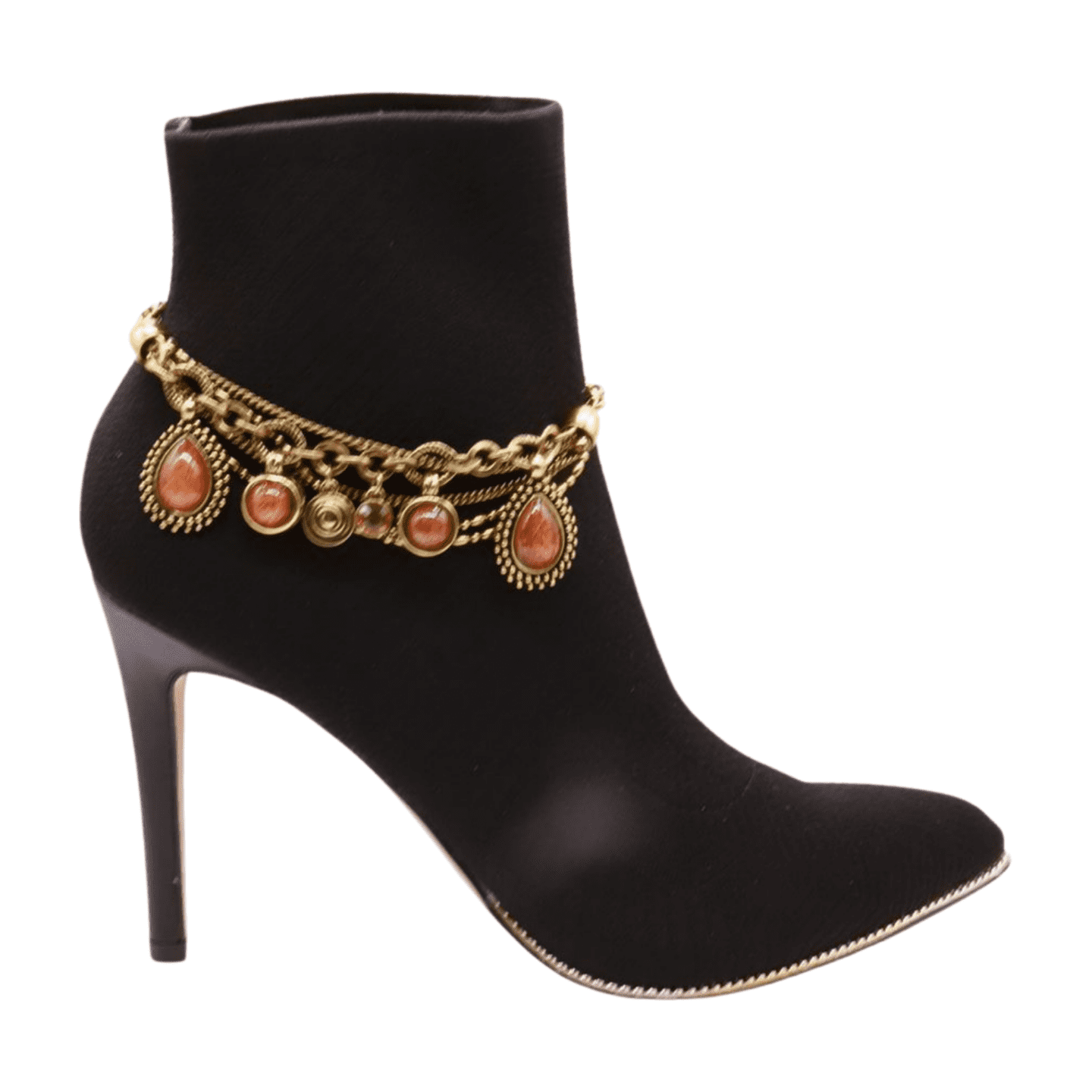 Women Gold Boot Chain Bracelet Shoe Brown Bead Charm Multi Strand ...