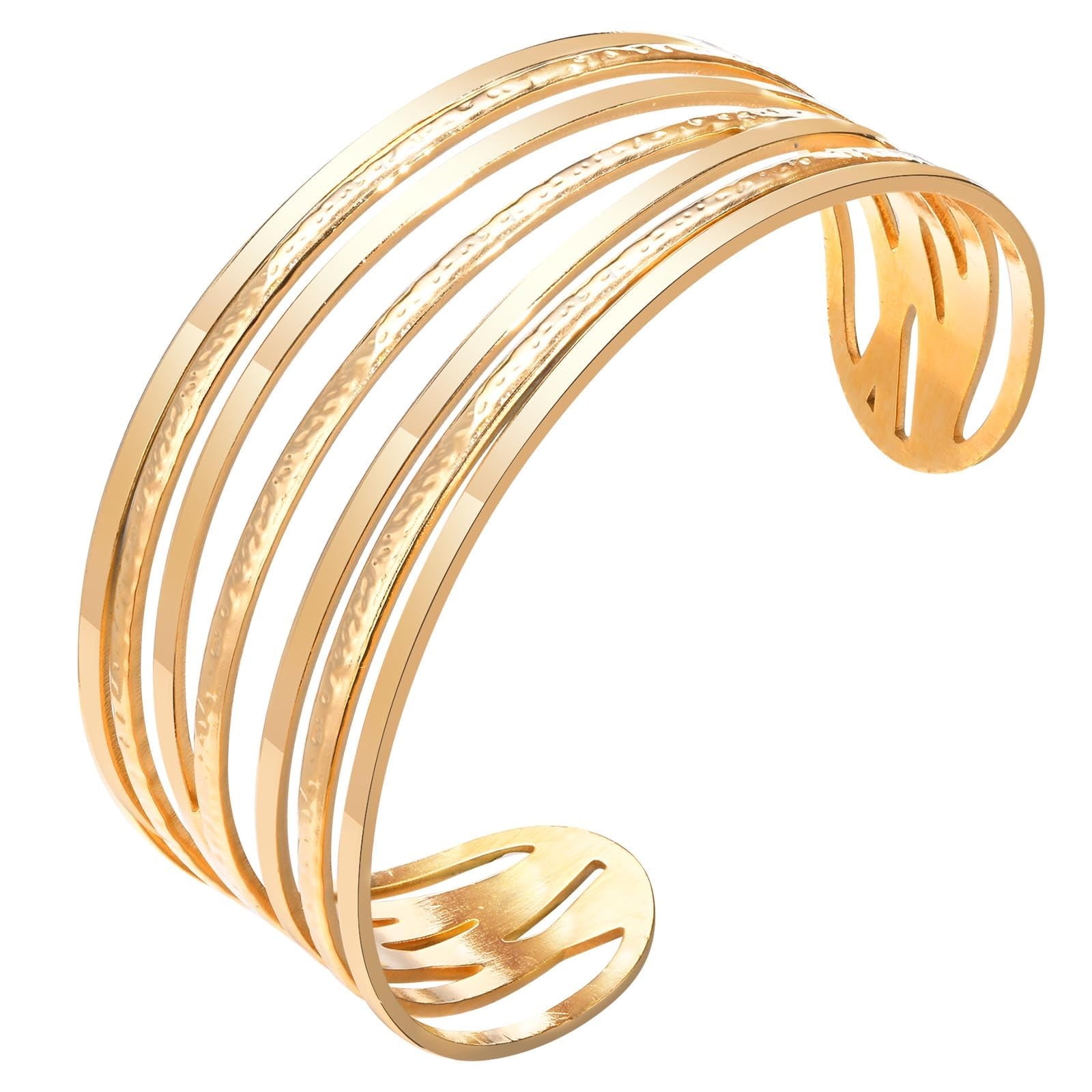 Women Gold Cuff Bracelets Bangles - 18K Gold Plated Cuff Bangle ...