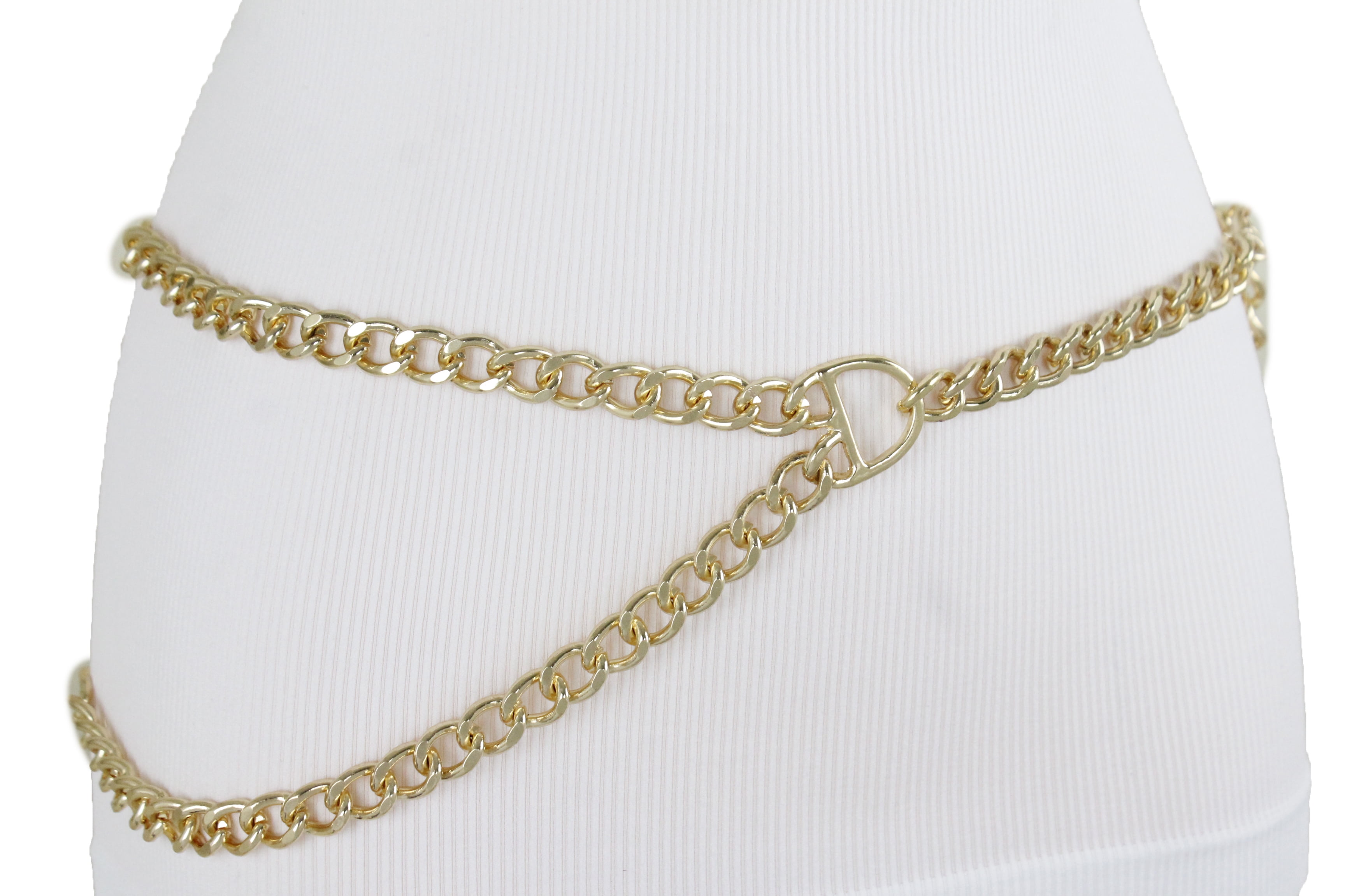 Women Gold Metal Chain Side Wave Fashion Belt Plus Size XL XXL ...