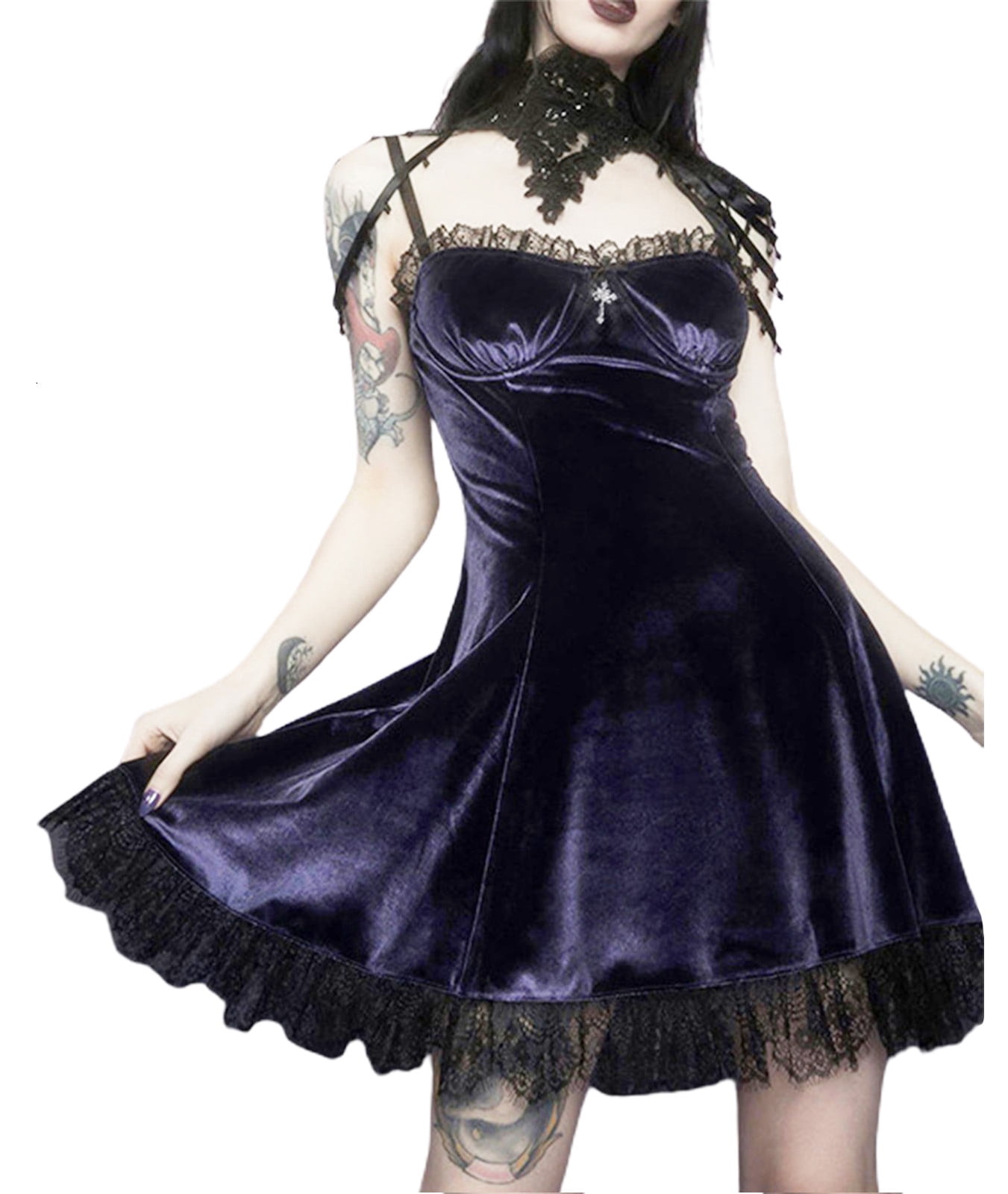 Women Goth Dark Sexy Sweet Black Mini Dresses E-Girl Y2k Dark Aesthetic ...