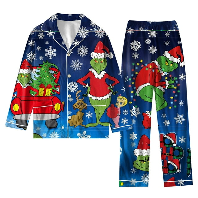 Women Grinch Christmas Pajamas Set Silk Pajamas Christmas Costume