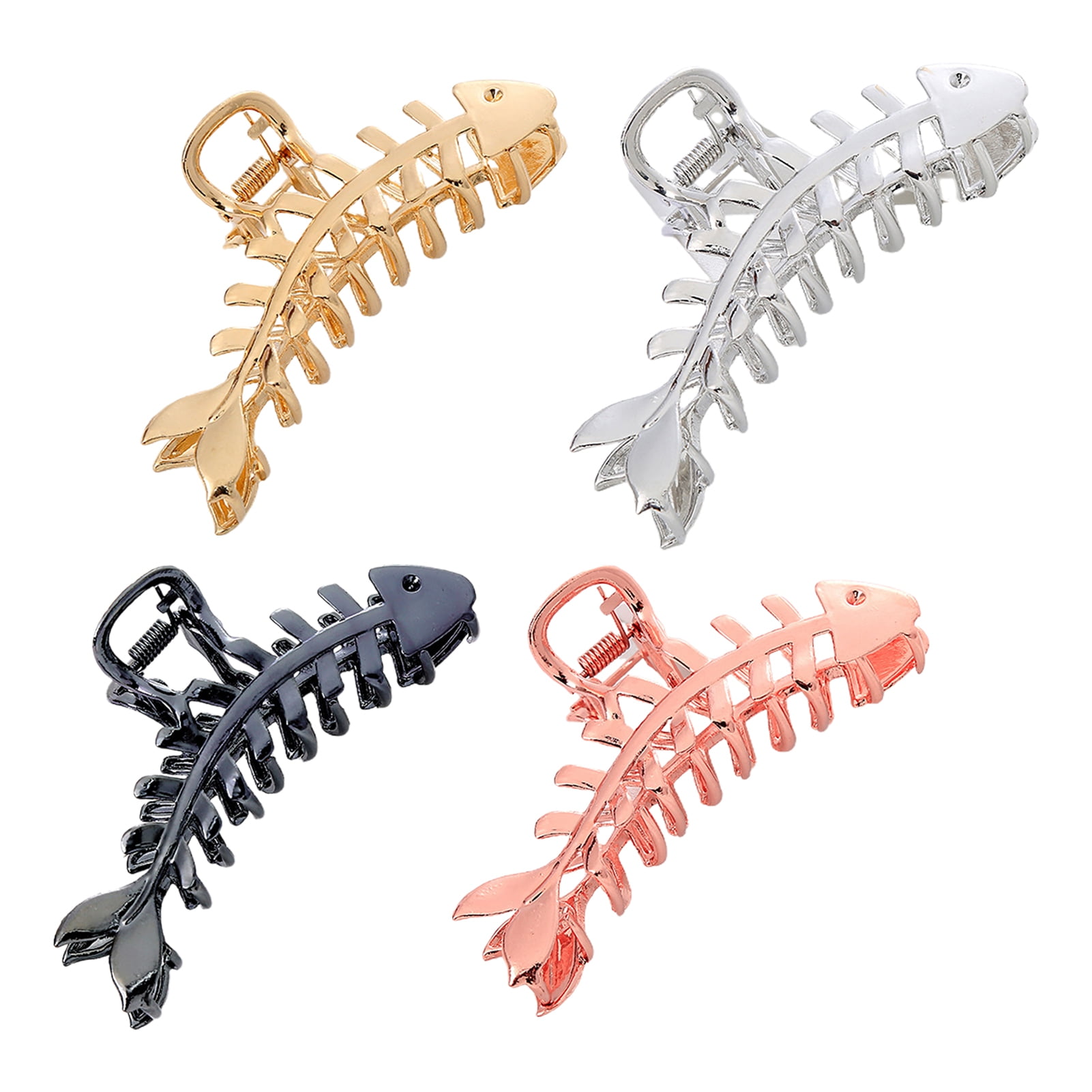 Women Hair Gripper Fishbone Shape Hollow Out Electroplated Smooth Anti ...