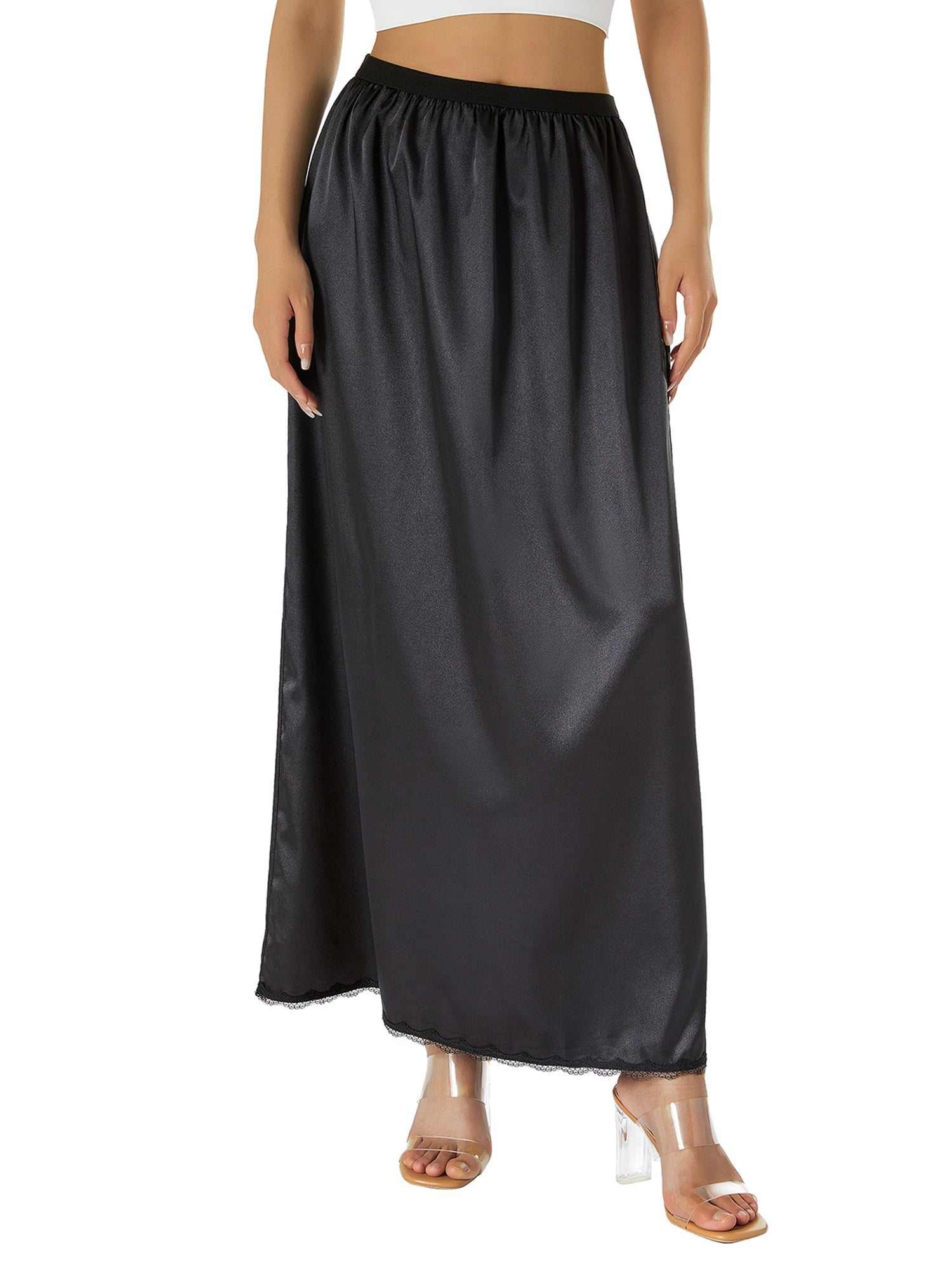 Women Half Slip Underskirt, Solid Color Elastic Waist Inner Lining for ...