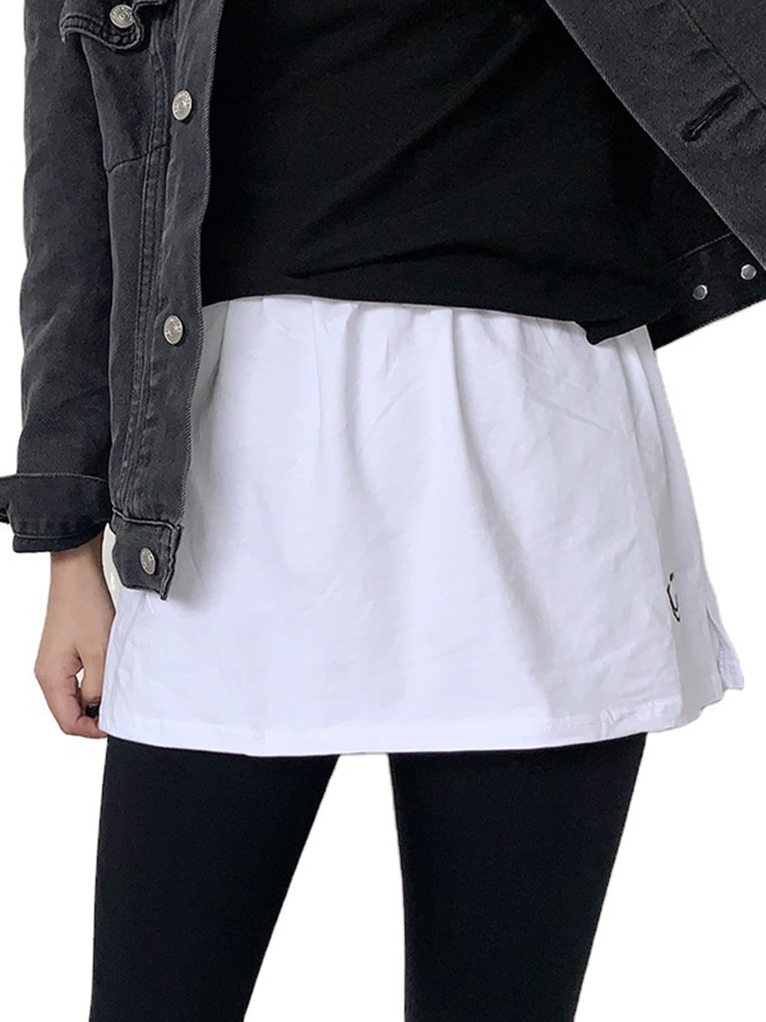 Women Half Slips Elastic Waist Layering Fake Top Lower Sweep Hem ...