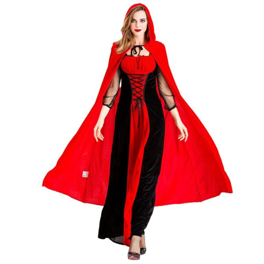 Women Halloween Cosplay Red Riding Hood Cape Fancy Dress Party Costume ...