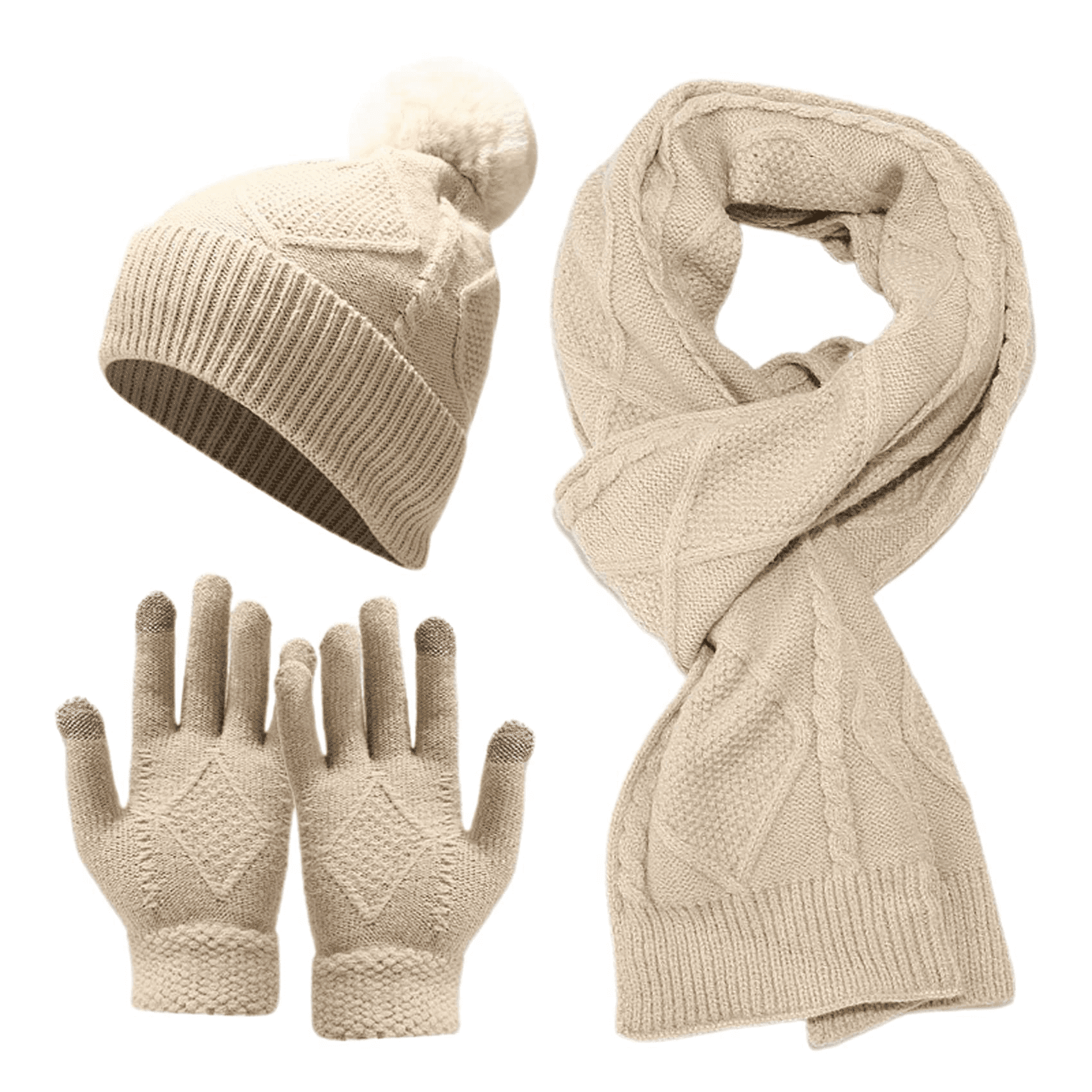 Women Hat Scarf And Gloves Set for Women Ladies Girls, Winter Warm Knit ...