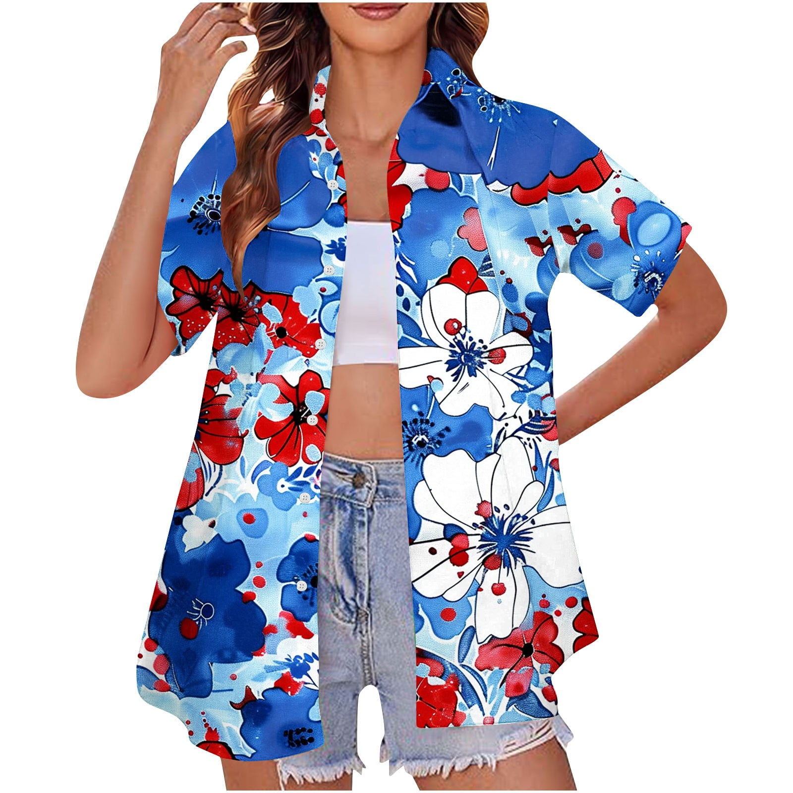 Women Hawaiian Shirt Soft Cool Summer Hawaii Beach Shirts Floral ...
