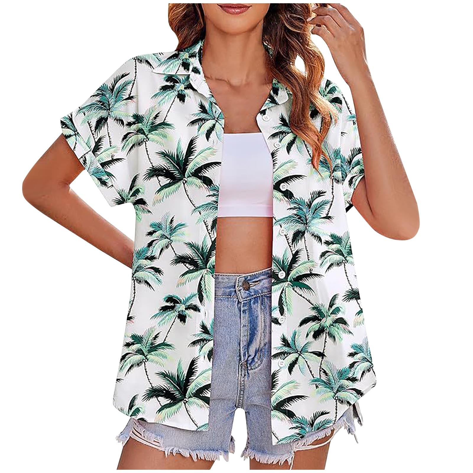 Women Hawaiian Shirt Soft Cool Summer Hawaii Beach Shirts Floral ...
