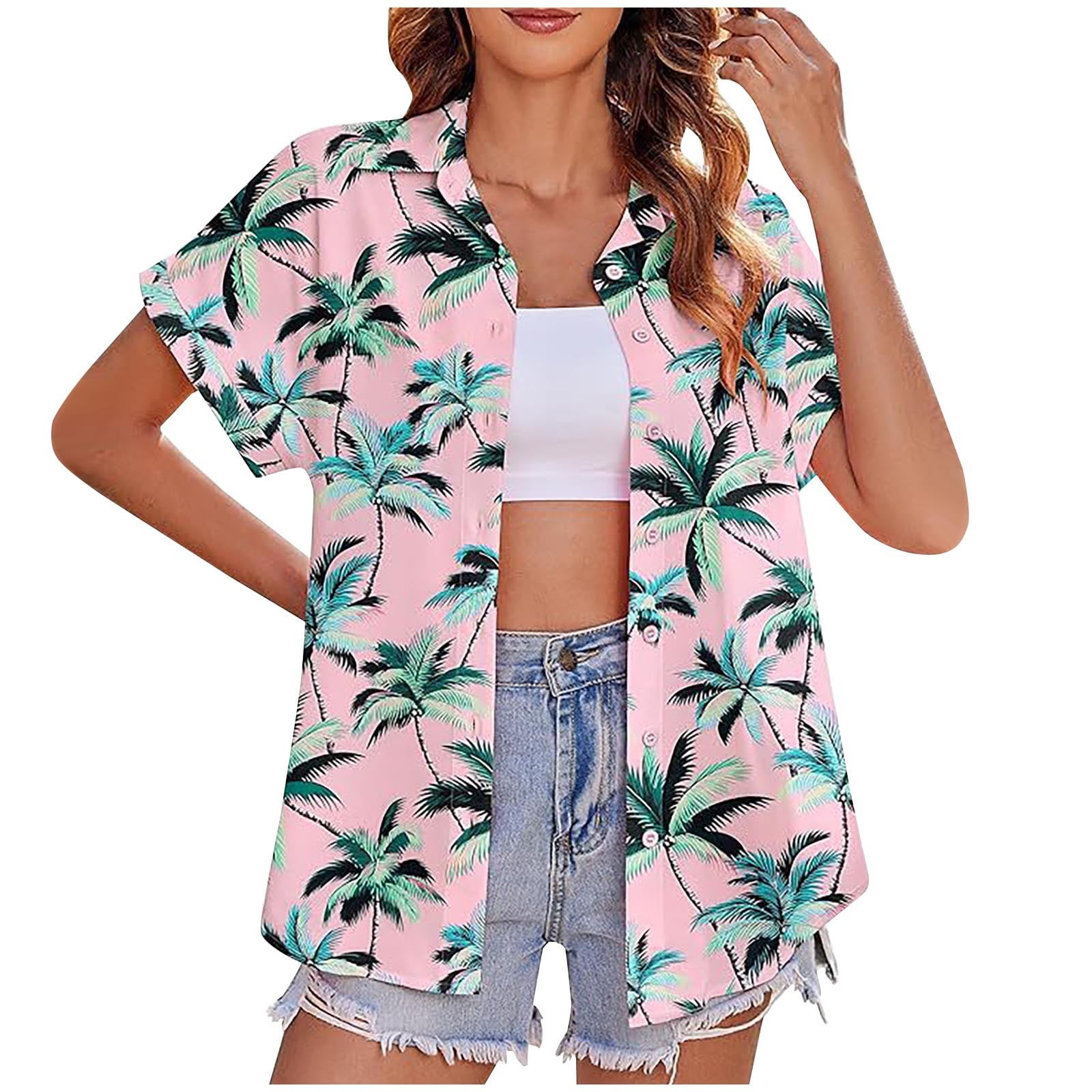 Women Hawaiian Shirt Soft Cool Summer Hawaii Beach Shirts Floral ...