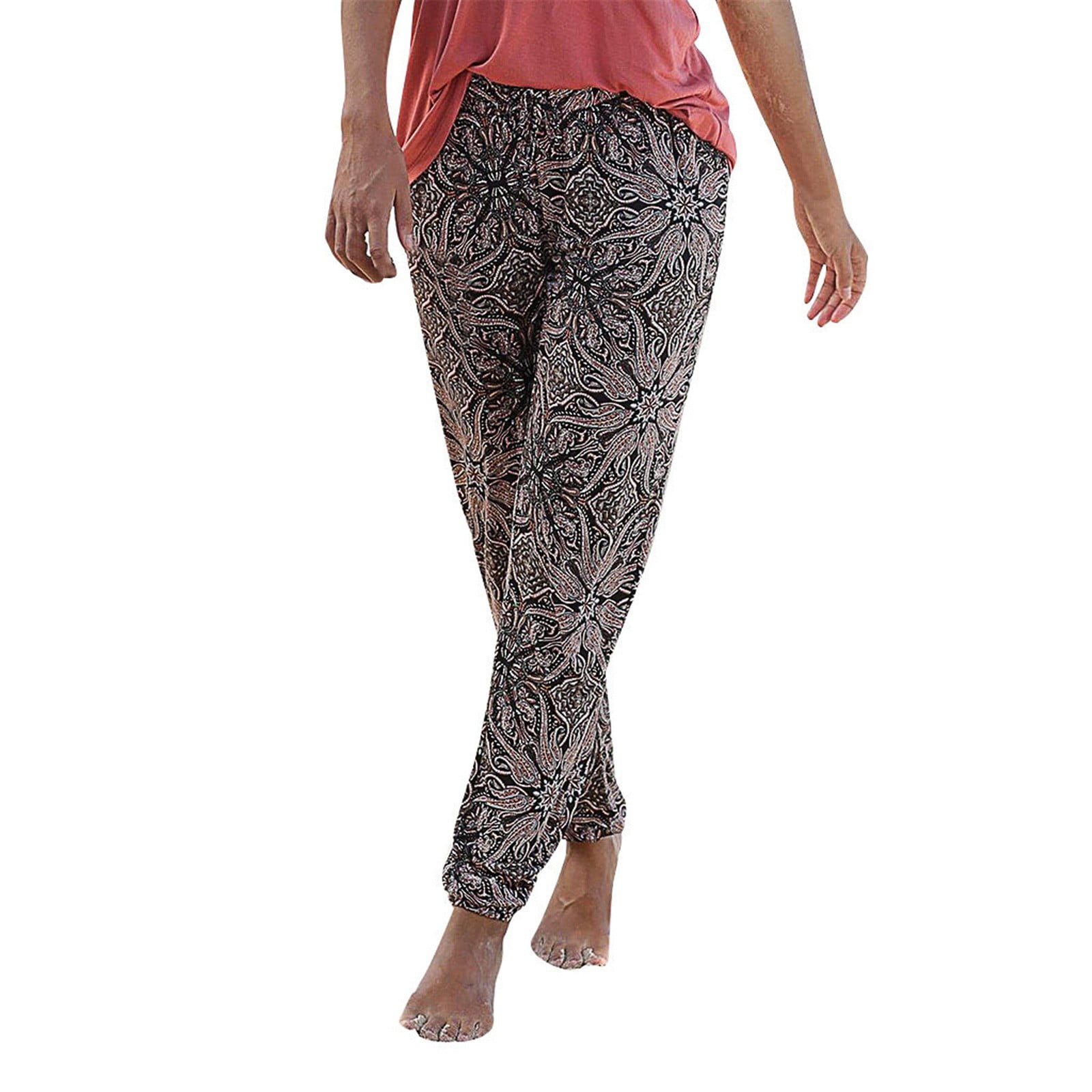 Women High Waist Printing Women Pants Casual Petite Easy Trousers Long ...