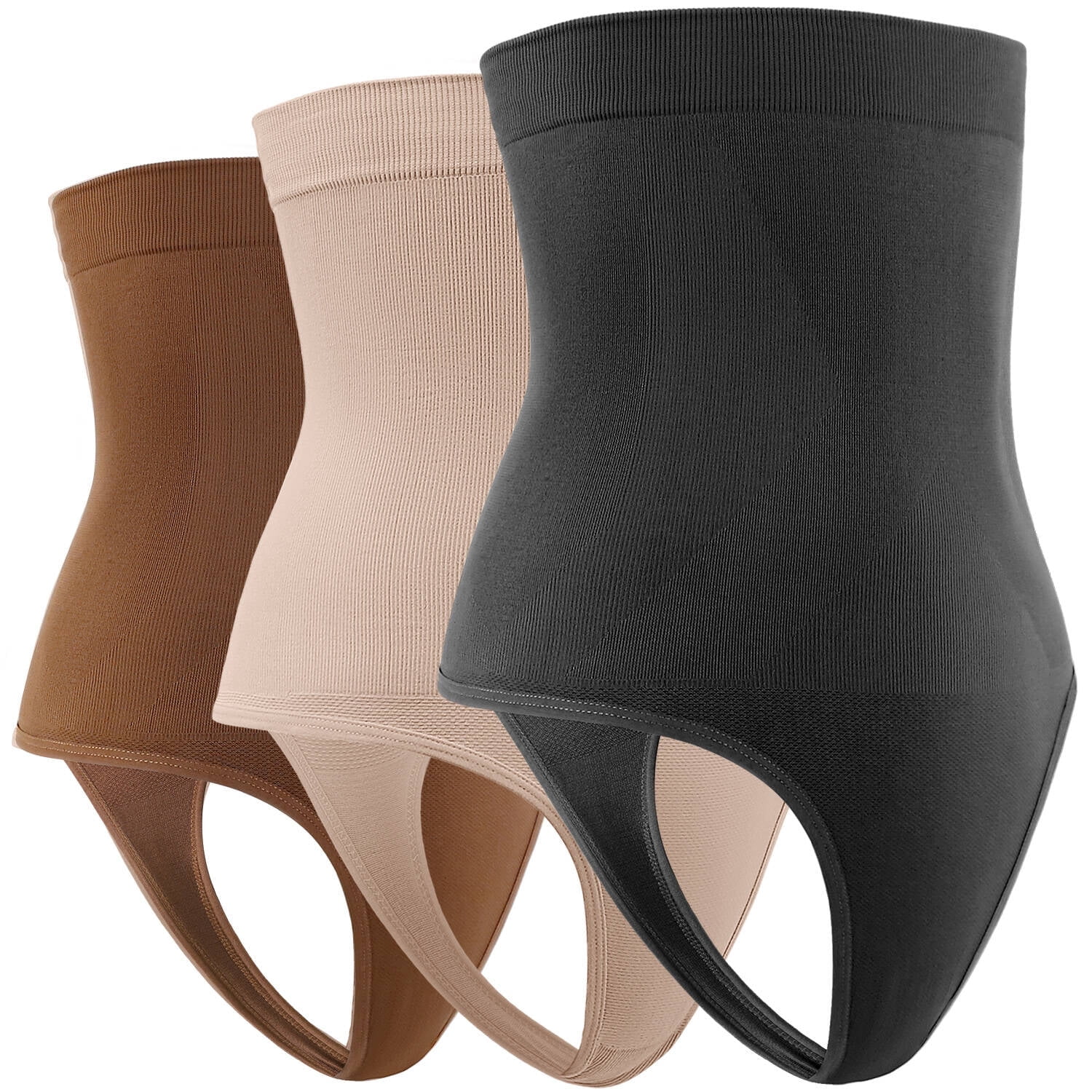 Women High Waist Seamless Body Shaper Briefs Firm Control Tummy Thong ...