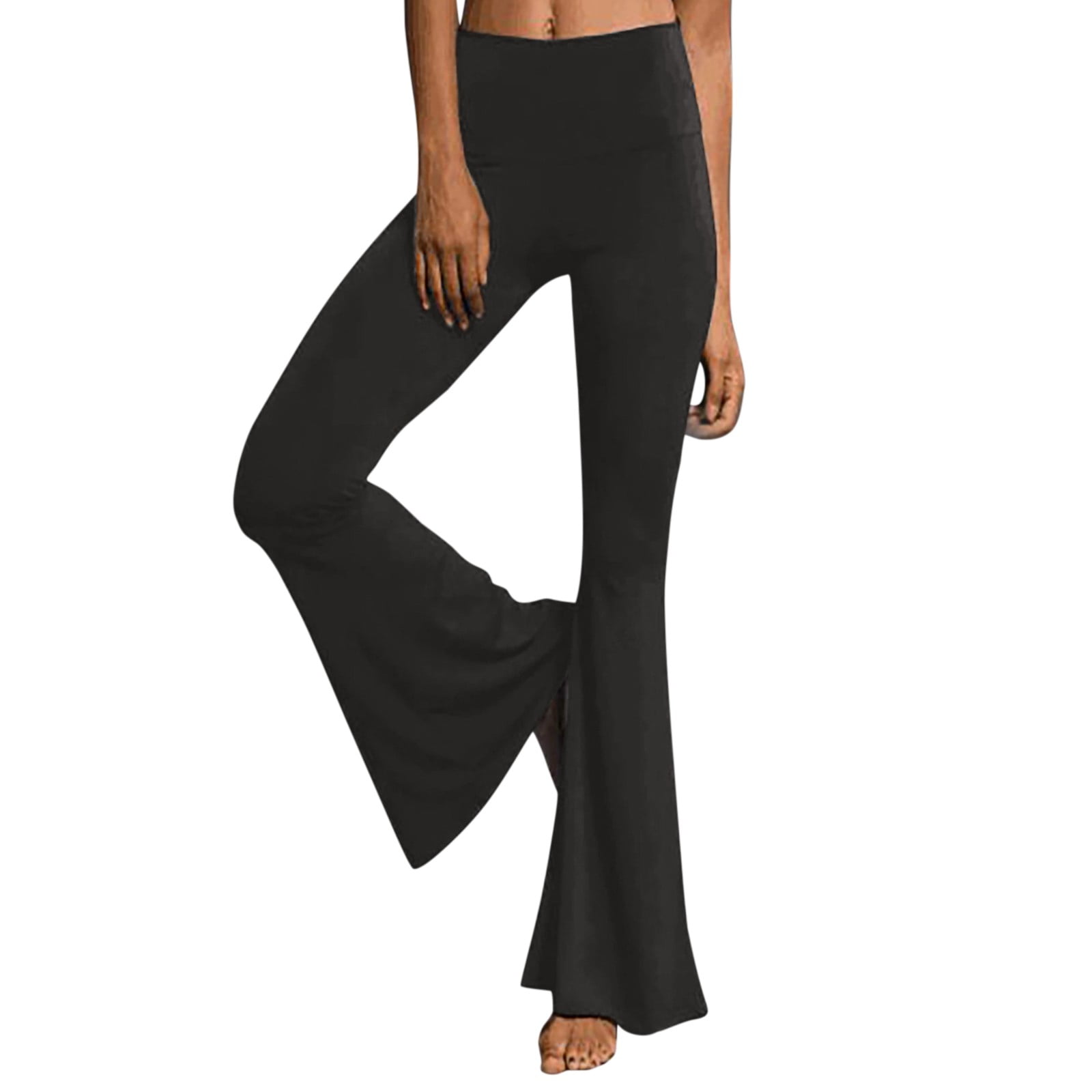 Women's Stretchy High Waist Wide Leg Palazzo Bell Bottom Yoga Pants ...